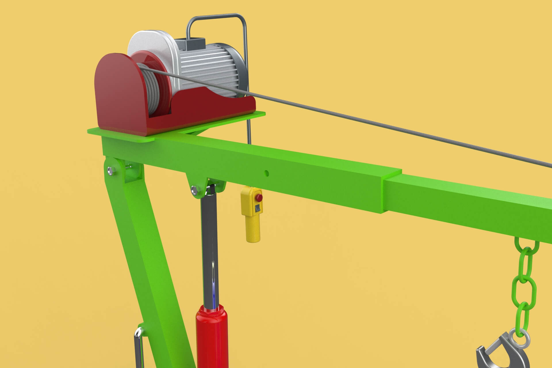 Swivel Lifting Crane Electric Winch Hoist Jib Steel Drum Car - 3D Model ...