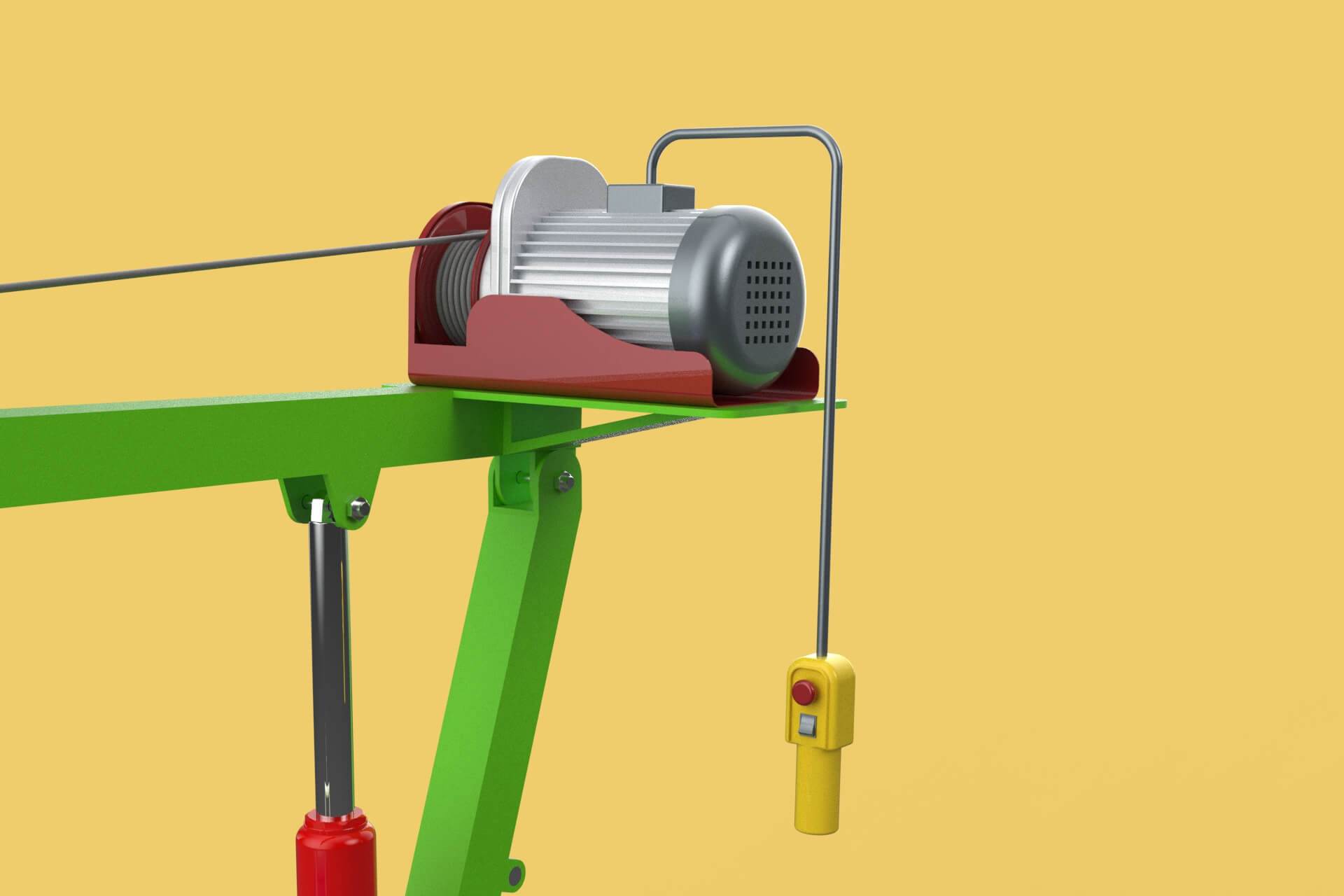 Swivel Lifting Crane Electric Winch Hoist Jib Steel Drum Car - 3D Model ...