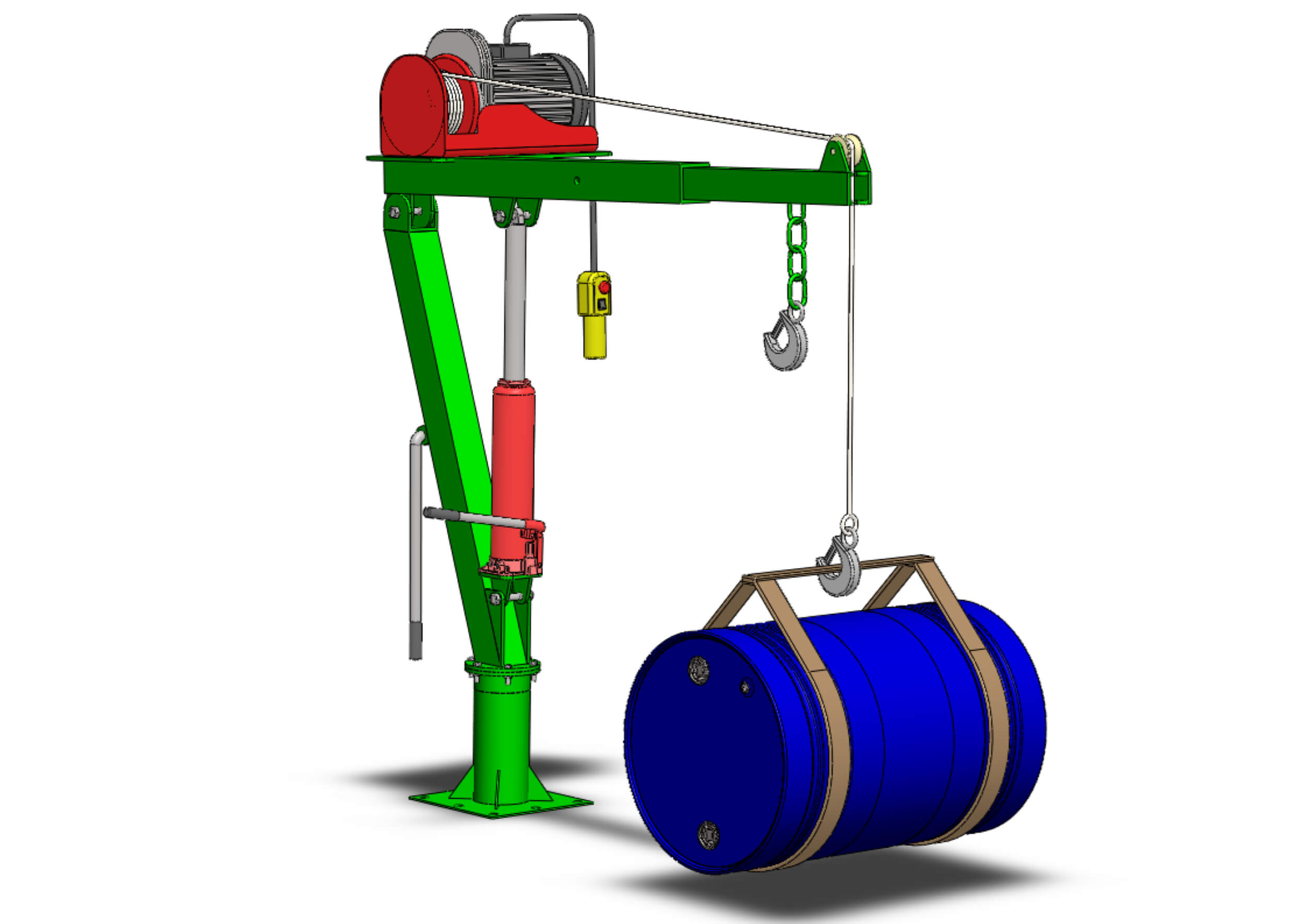 Swivel Lifting Crane Electric Winch Hoist Jib Steel Drum Car - 3D Model ...