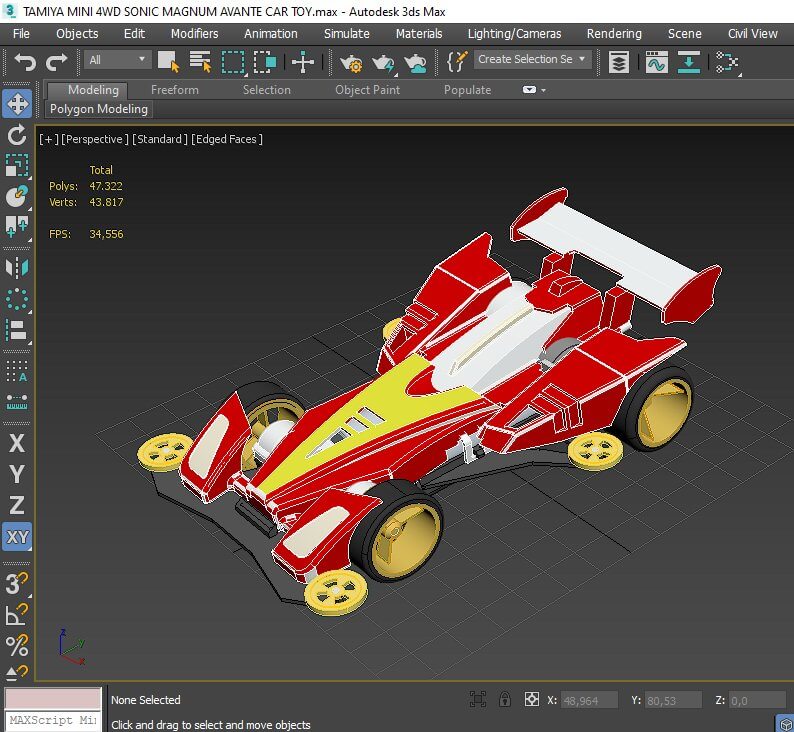 Tamiya Mini 4WD Sonic Magnum Avante Car Toy - 3D Model by surf3d
