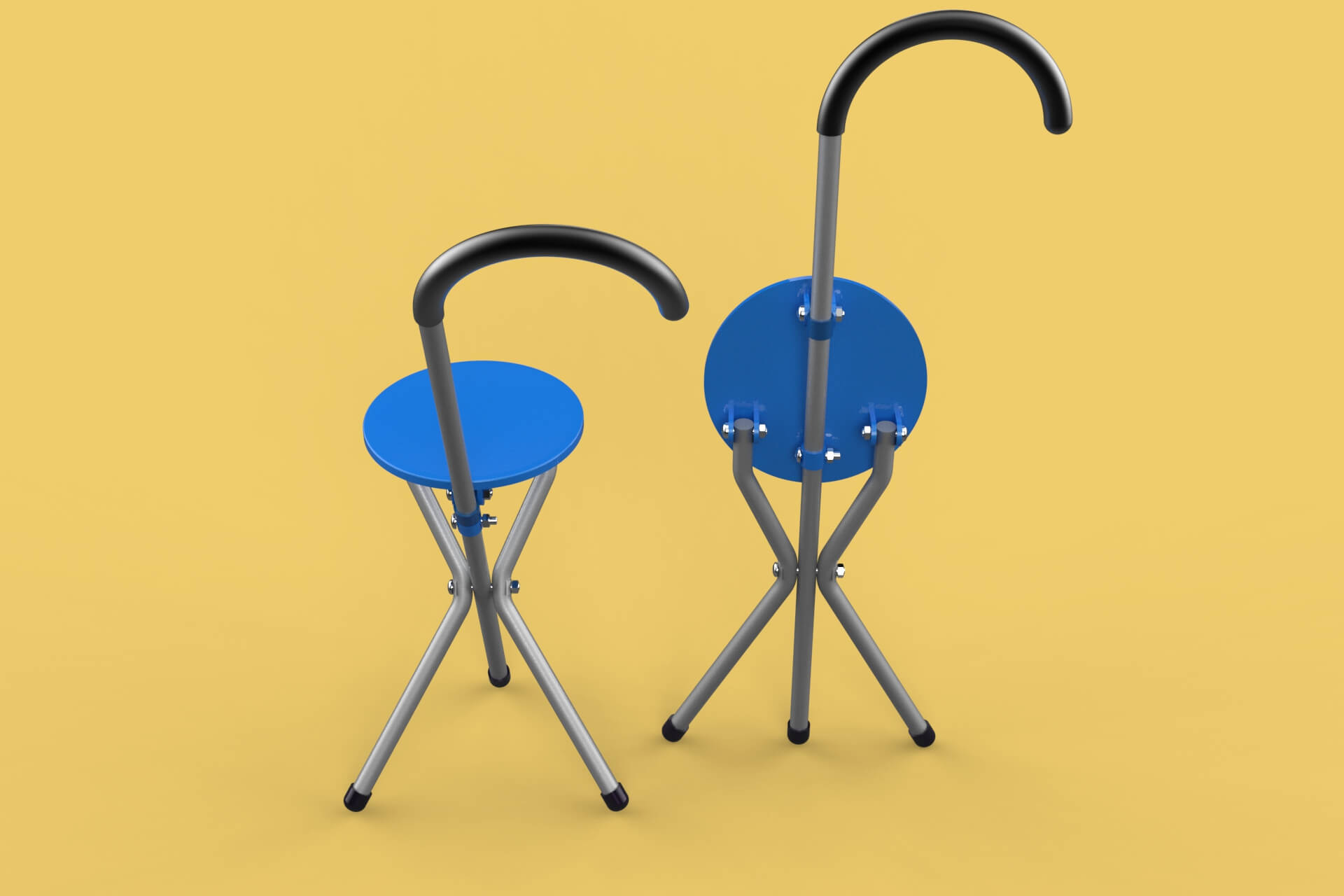 Tripod Stick Cane Chair Walker Seat Stool Pole Fold Portable - 3D Model ...