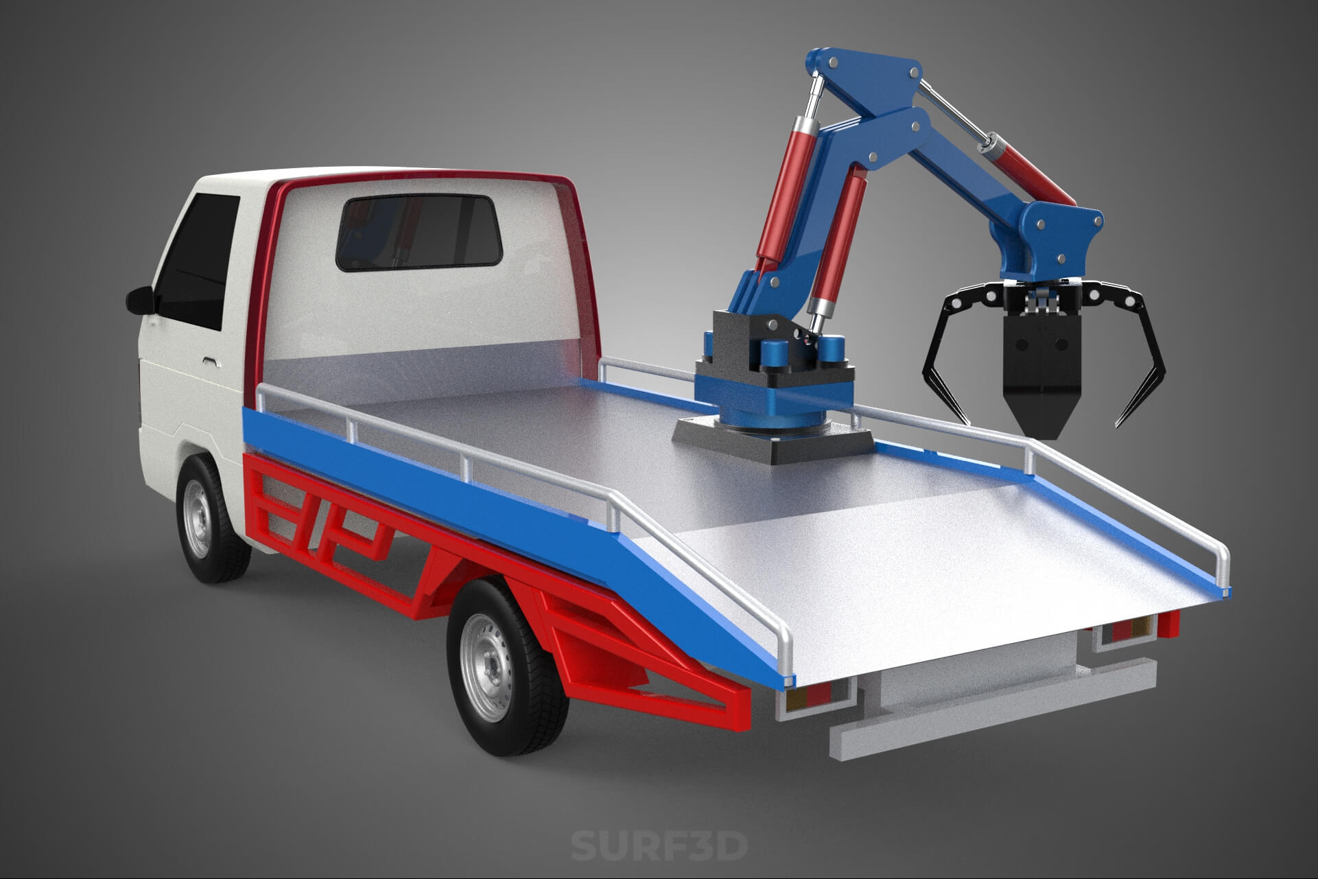 Truck Pickup Mobile Crane Hoist Load Lift Grabber Claw log - 3D Model ...