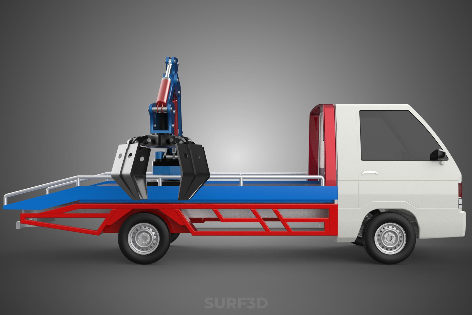 Truck Pickup Mobile Crane Hoist Load Lift Grabber Claw log - 3D Model ...