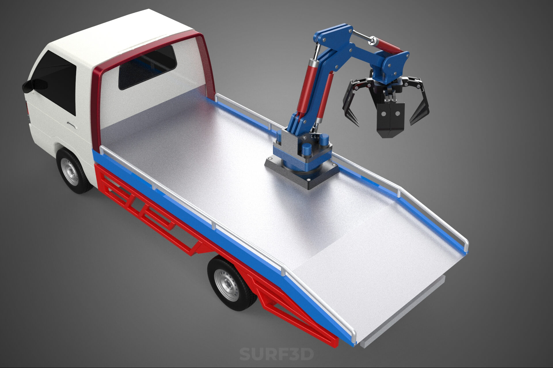 Truck Pickup Mobile Crane Hoist Load Lift Grabber Claw log - 3D Model ...