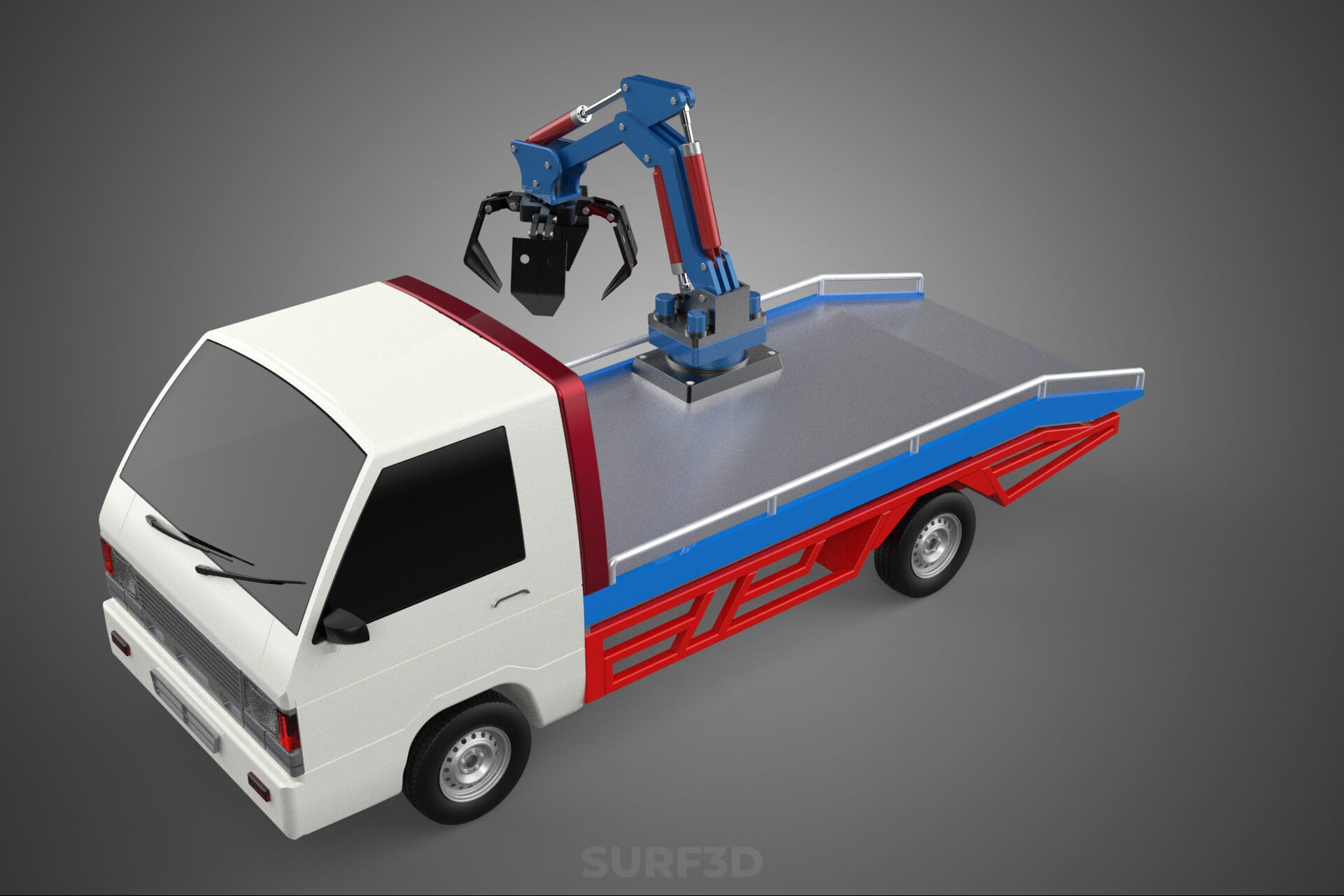 Truck Pickup Mobile Crane Hoist Load Lift Grabber Claw log - 3D Model ...