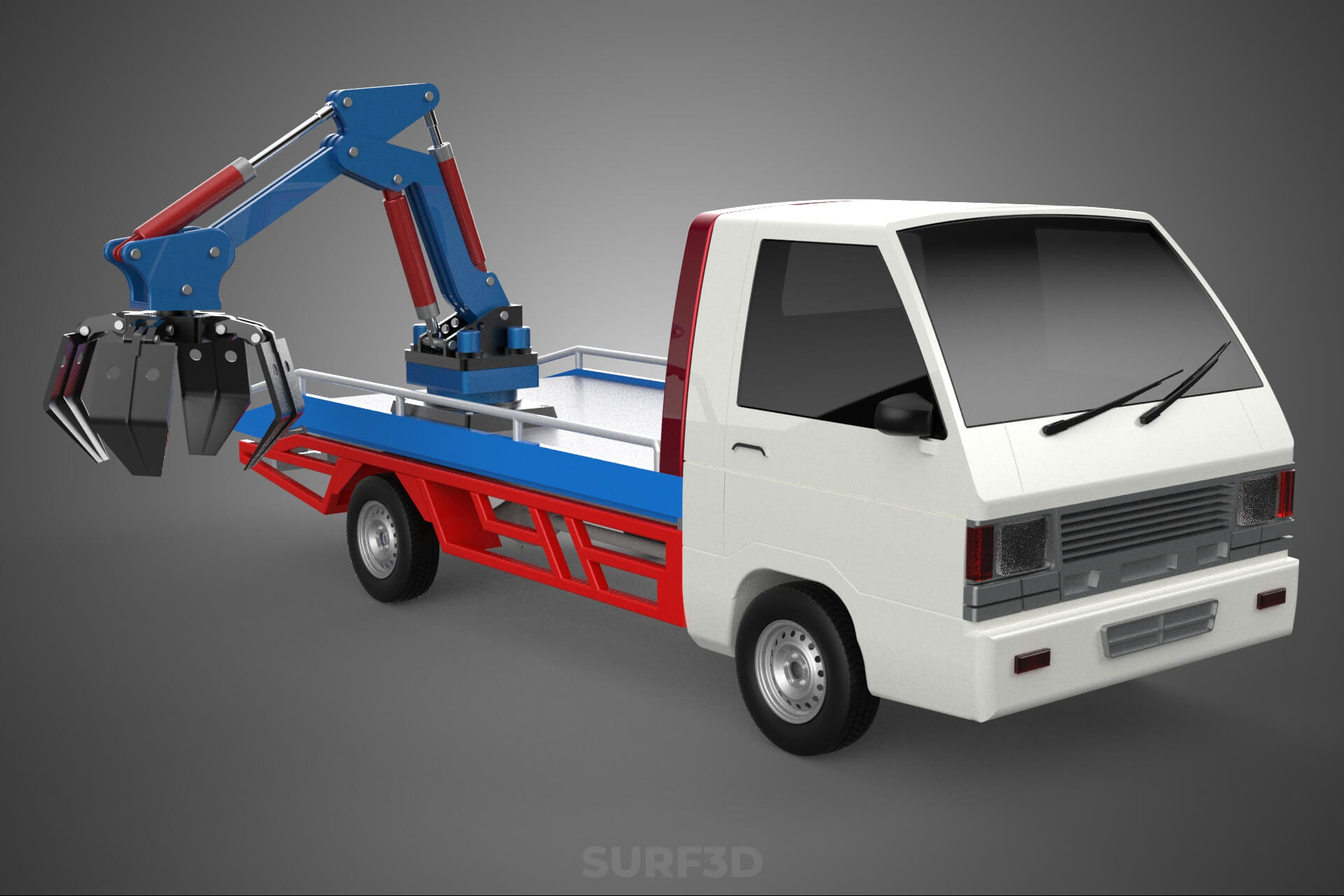 Truck Pickup Mobile Crane Hoist Load Lift Grabber Claw log - 3D Model ...