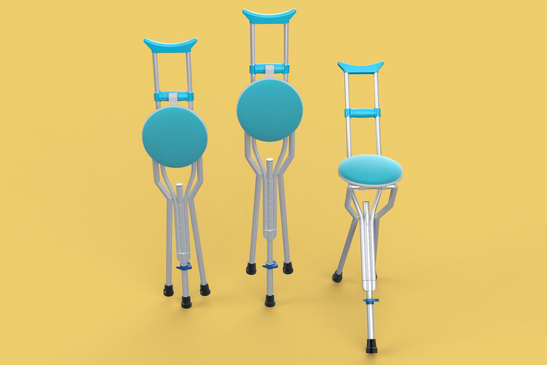 UNDERARM CRUTCHES SHOULDER CRUTCH FOLDING CHAIR SEAT WALKING - 3D Model by surf3d