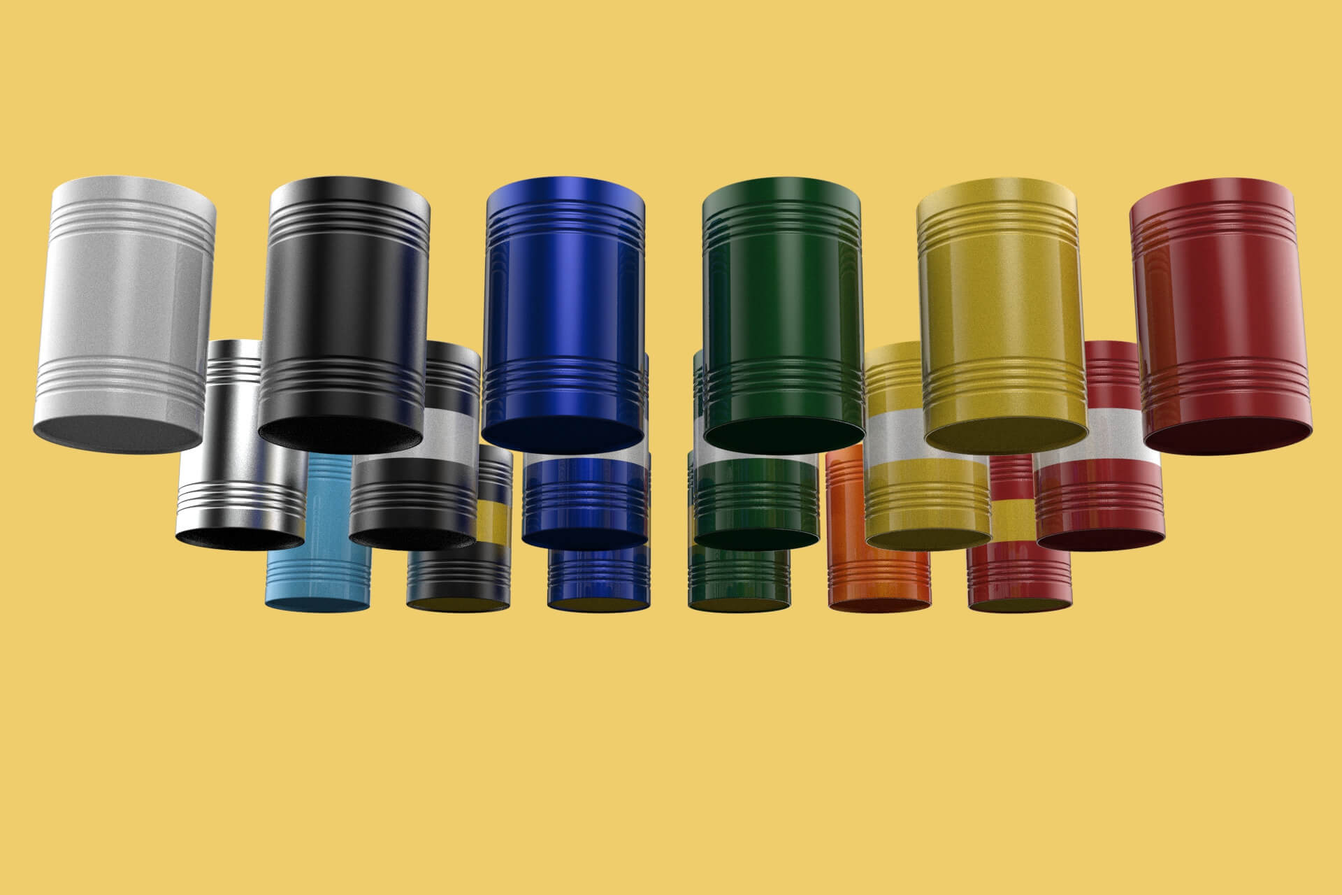 Various Color Stacked Fuel Oil Steel Drum Gallon Barrel Gas - 3D Model ...