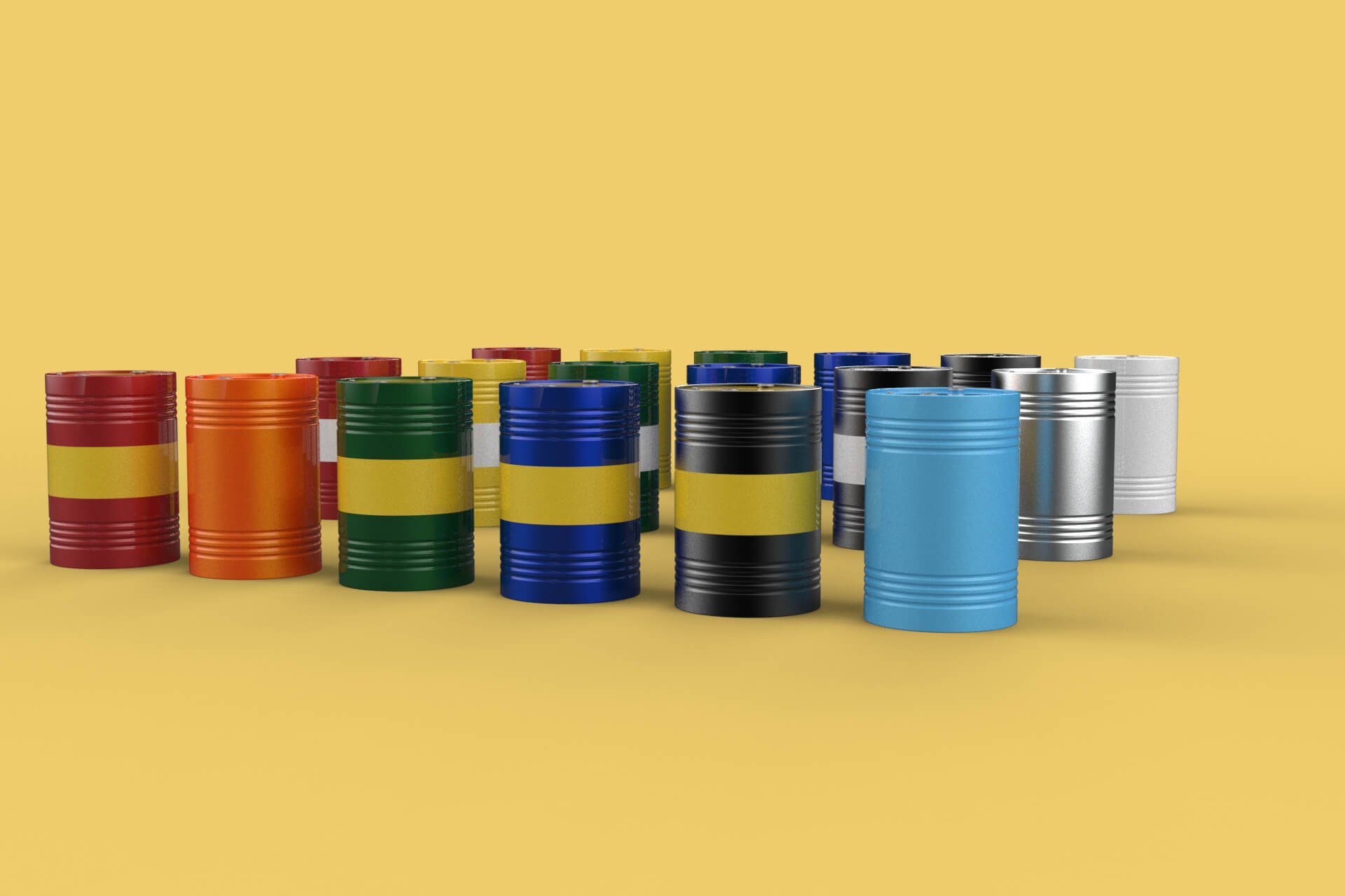 Various Color Stacked Fuel Oil Steel Drum Gallon Barrel Gas - 3D Model ...