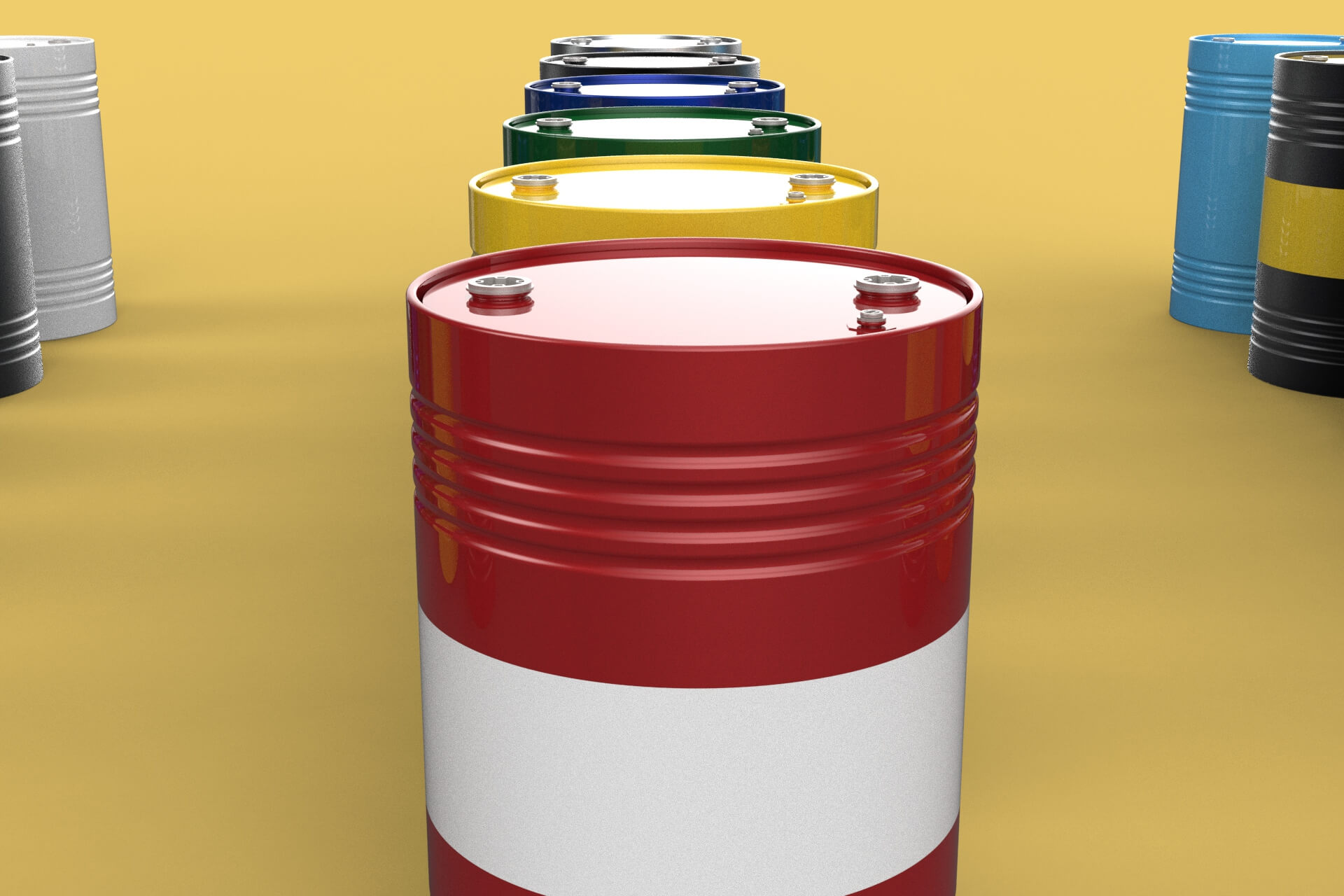 Various Color Stacked Fuel Oil Steel Drum Gallon Barrel Gas - 3D Model ...
