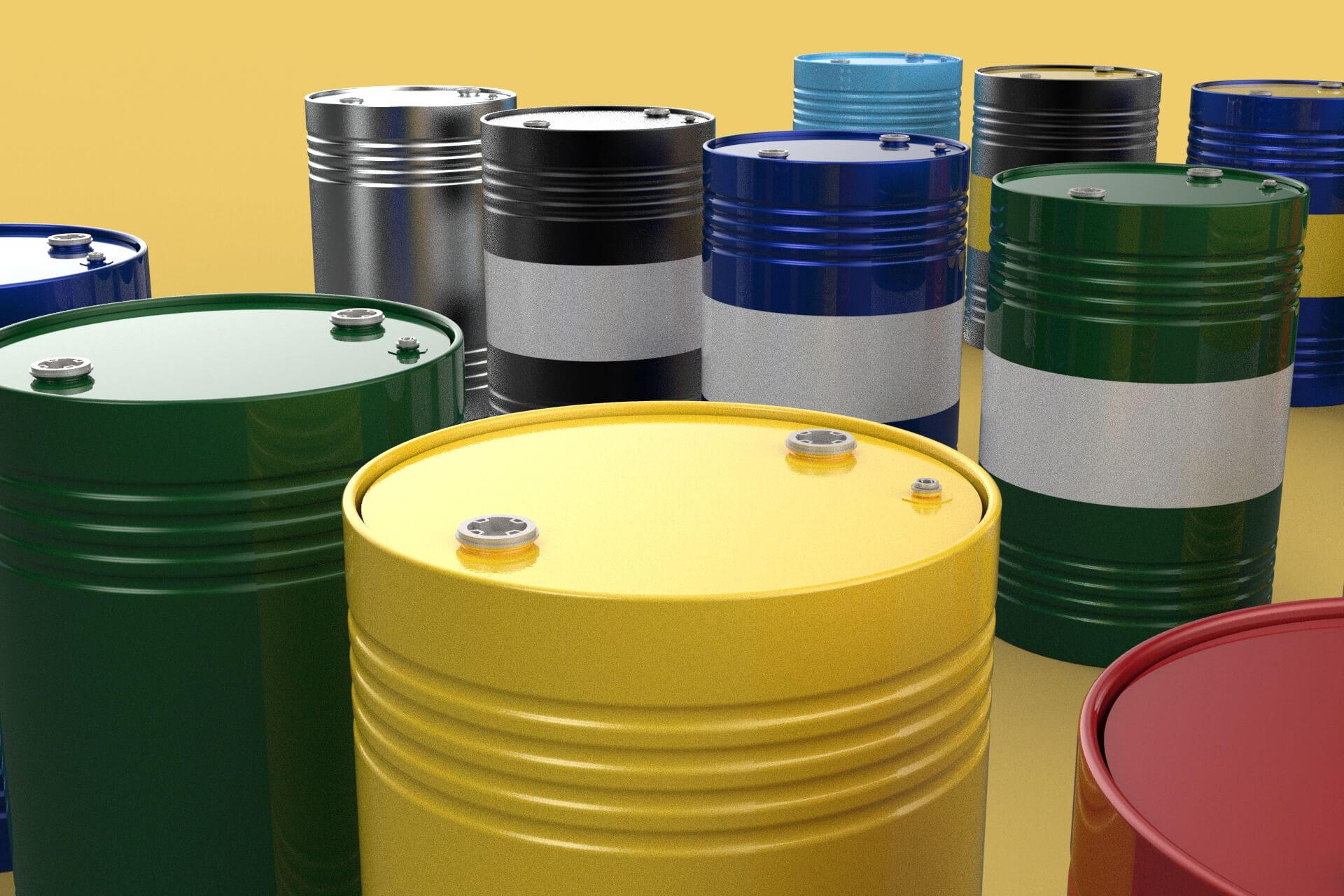 Various Color Stacked Fuel Oil Steel Drum Gallon Barrel Gas - 3D Model ...