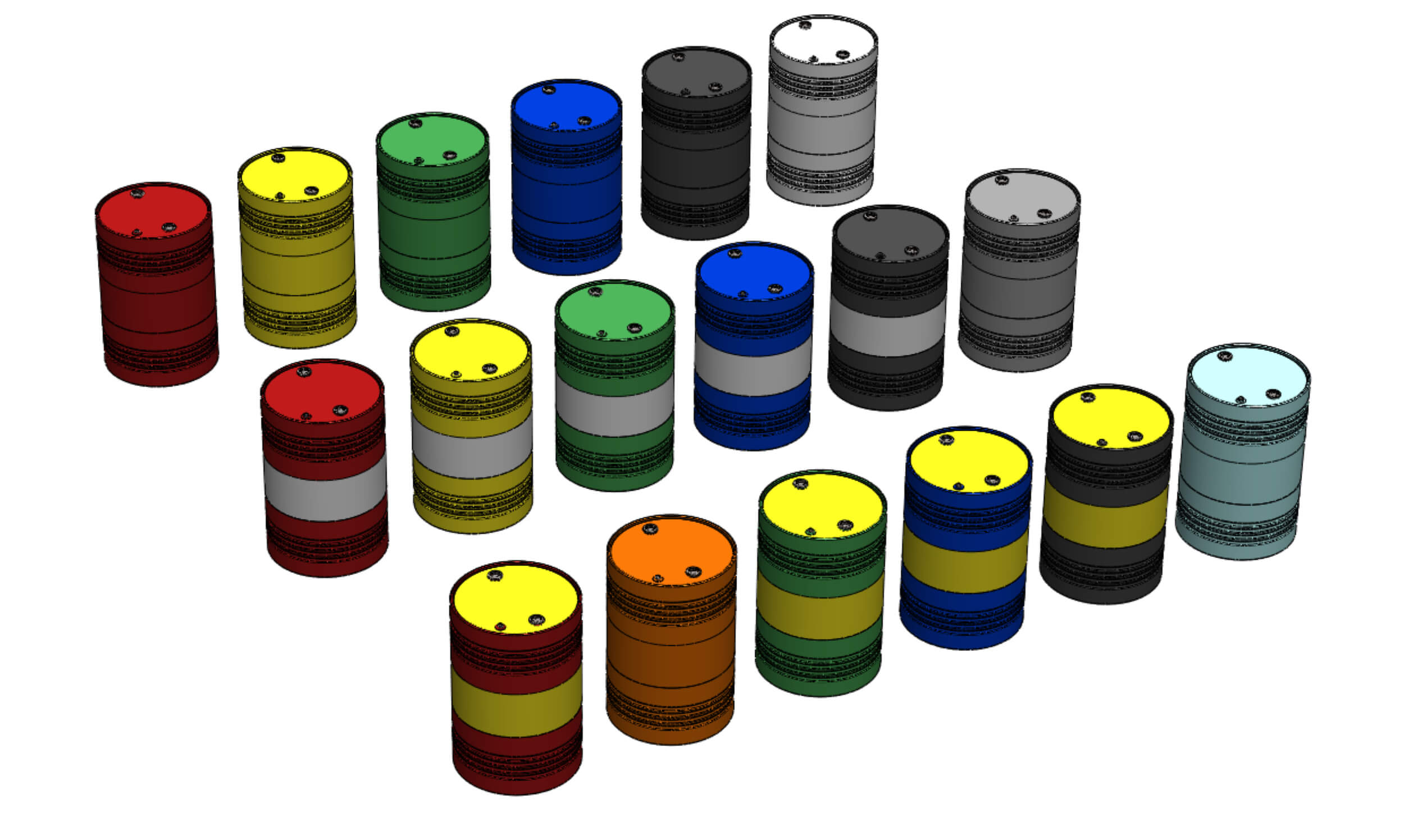 Various Color Stacked Fuel Oil Steel Drum Gallon Barrel Gas - 3D Model ...
