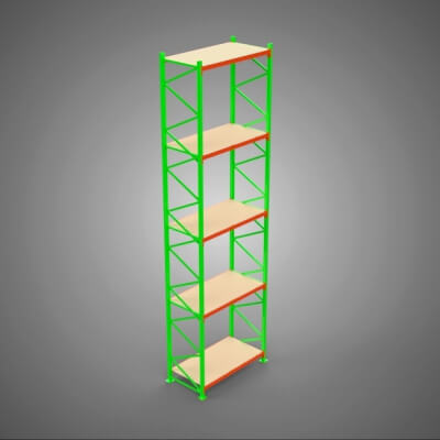 Vertical Upright Tower Woodsteel Metal Shelving Storage Rack - 3D Model ...