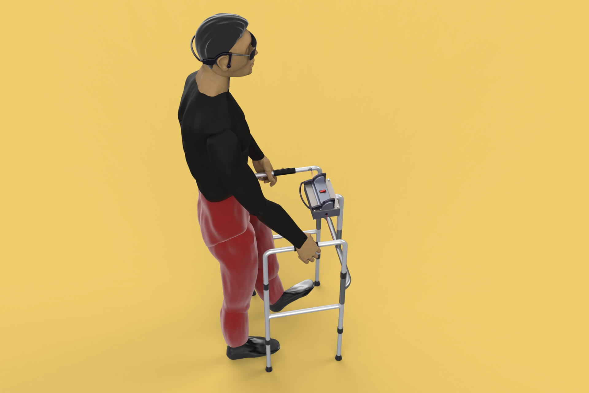 Walker Aid Sensor Blind People Visual Mobility Impairment - 3D Model by ...