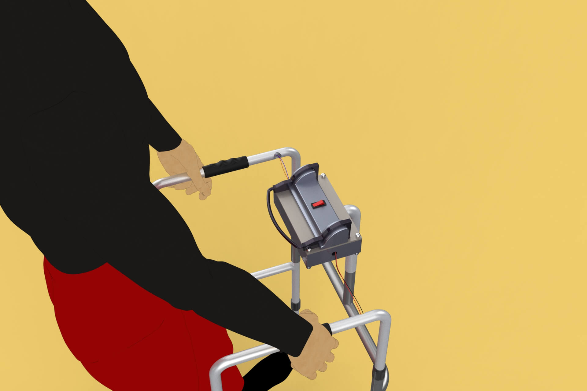 Walker Aid Sensor Blind People Visual Mobility Impairment - 3D Model by ...