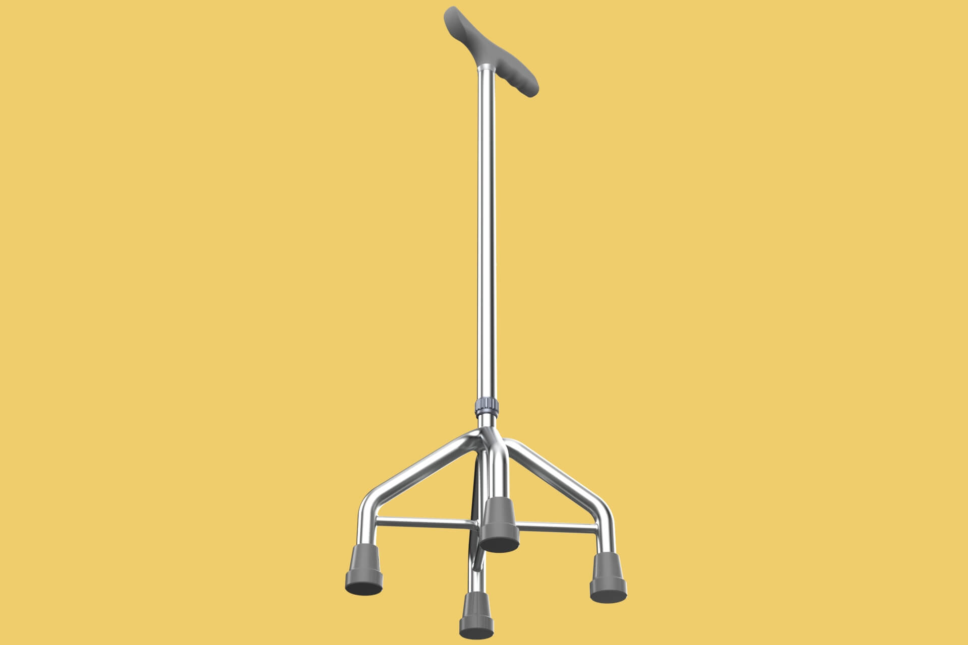 Walking Cane Quadripod Aid Elderly Stick Pole Quad Feet Leg - 3D Model ...