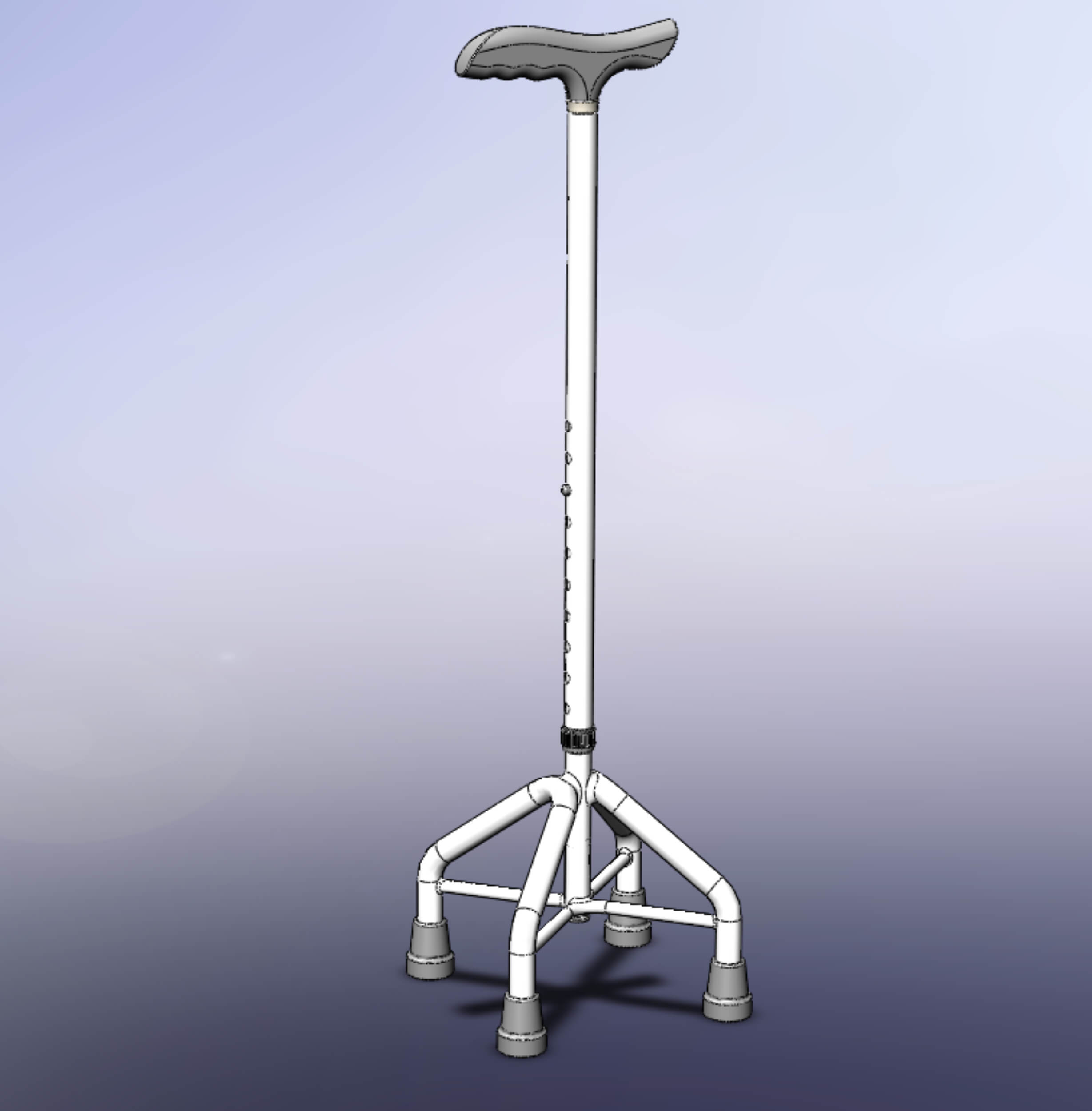 Walking Cane Quadripod Aid Elderly Stick Pole Quad Feet Leg - 3D Model ...