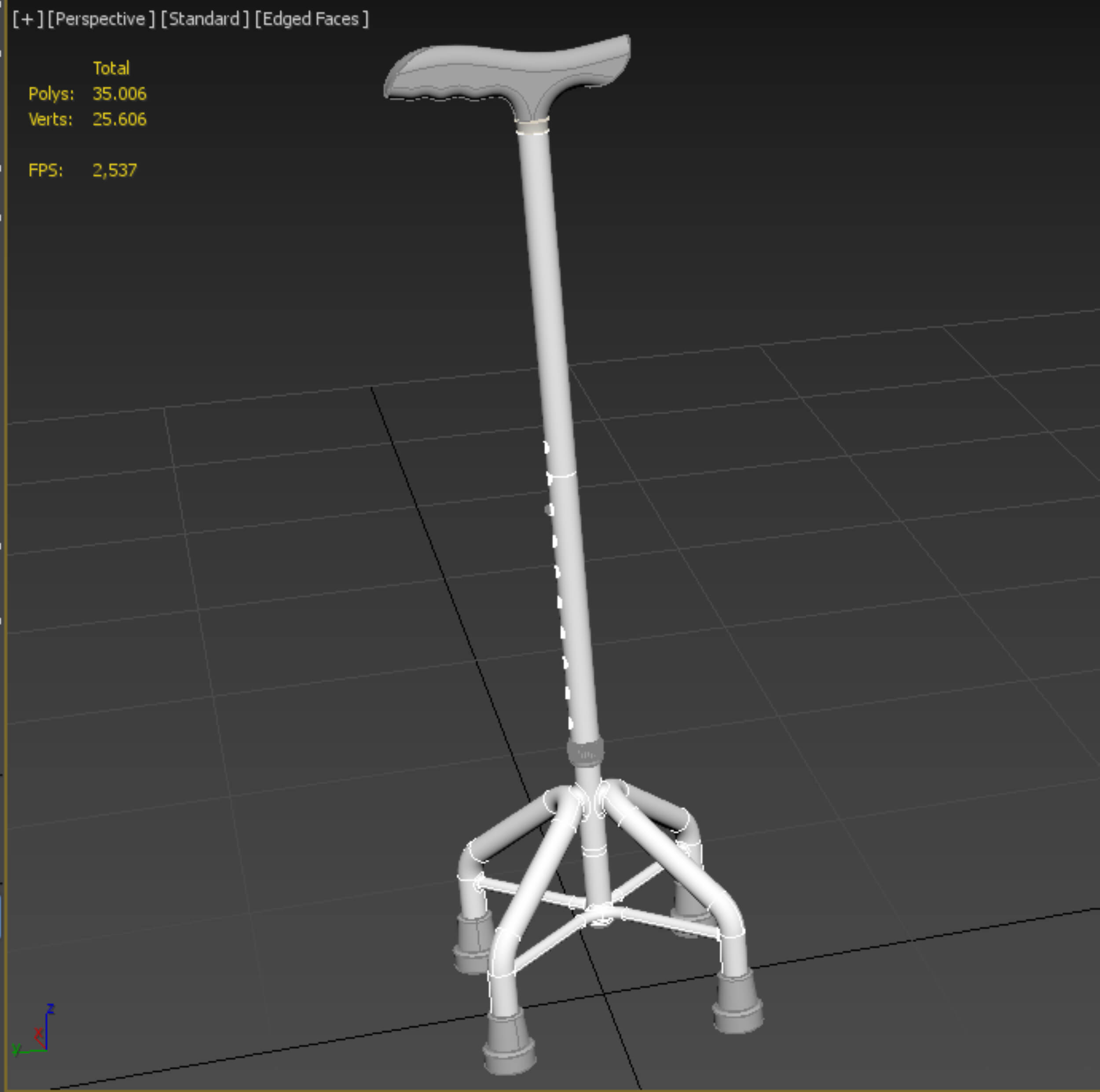 Walking Cane Quadripod Aid Elderly Stick Pole Quad Feet Leg - 3D Model ...