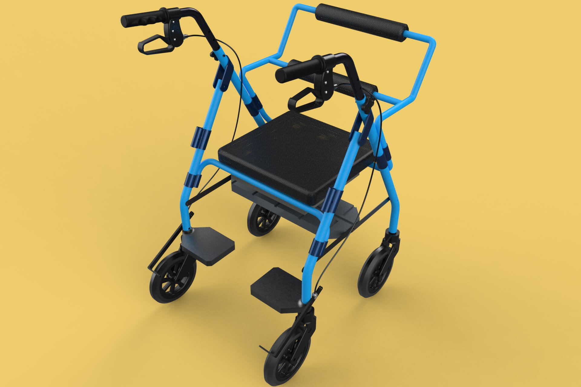 Walking Frame Rollator Rolling Wheeled Walker Foldable Seat - 3D Model ...