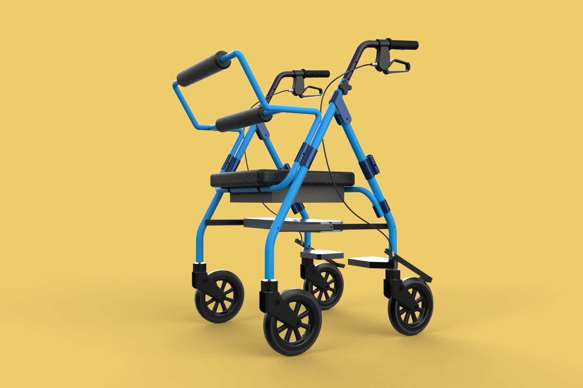 Walking Frame Rollator Rolling Wheeled Walker Foldable Seat - 3D Model ...