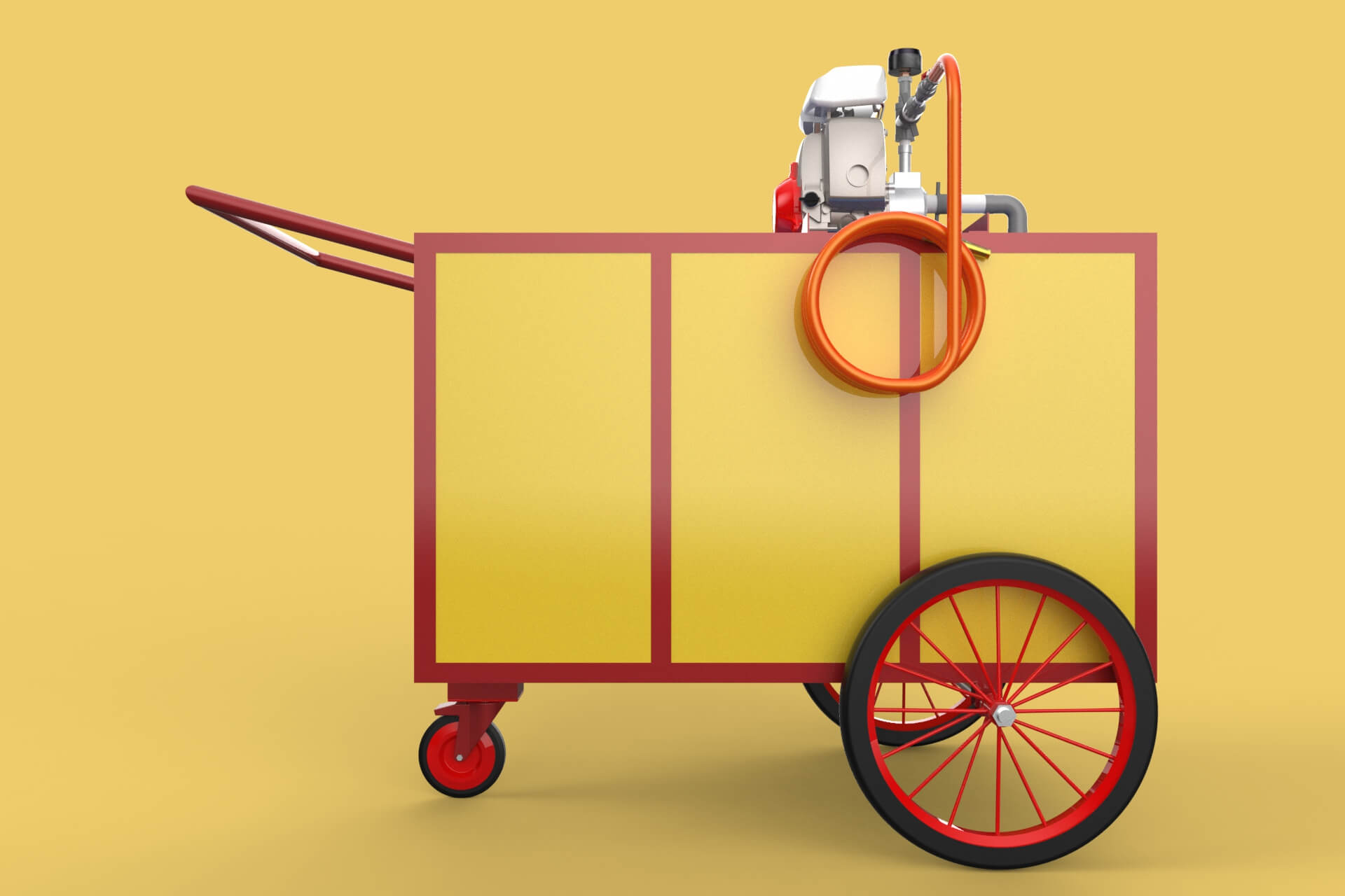 Water Mist Fire Fighting Trolley Extinguisher Mobile Sprayer - 3D Model ...