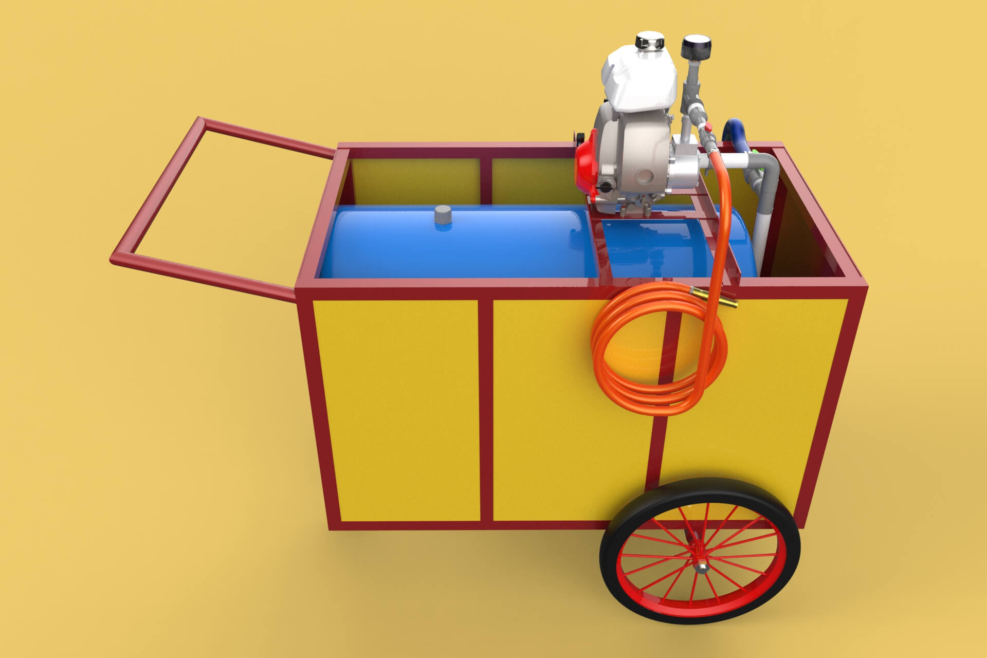 Water Mist Fire Fighting Trolley Extinguisher Mobile Sprayer - 3D Model ...