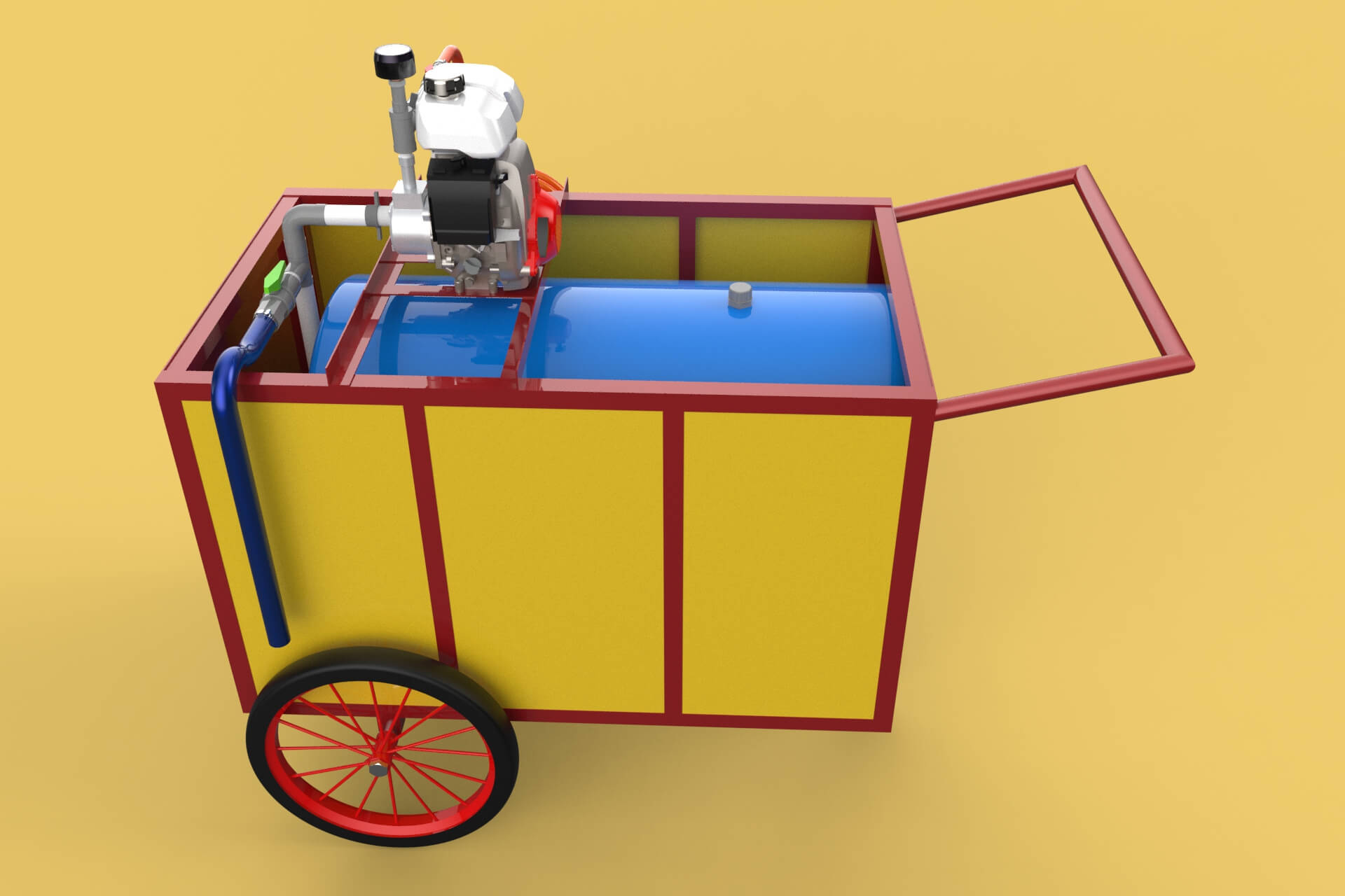 Water Mist Fire Fighting Trolley Extinguisher Mobile Sprayer - 3D Model ...