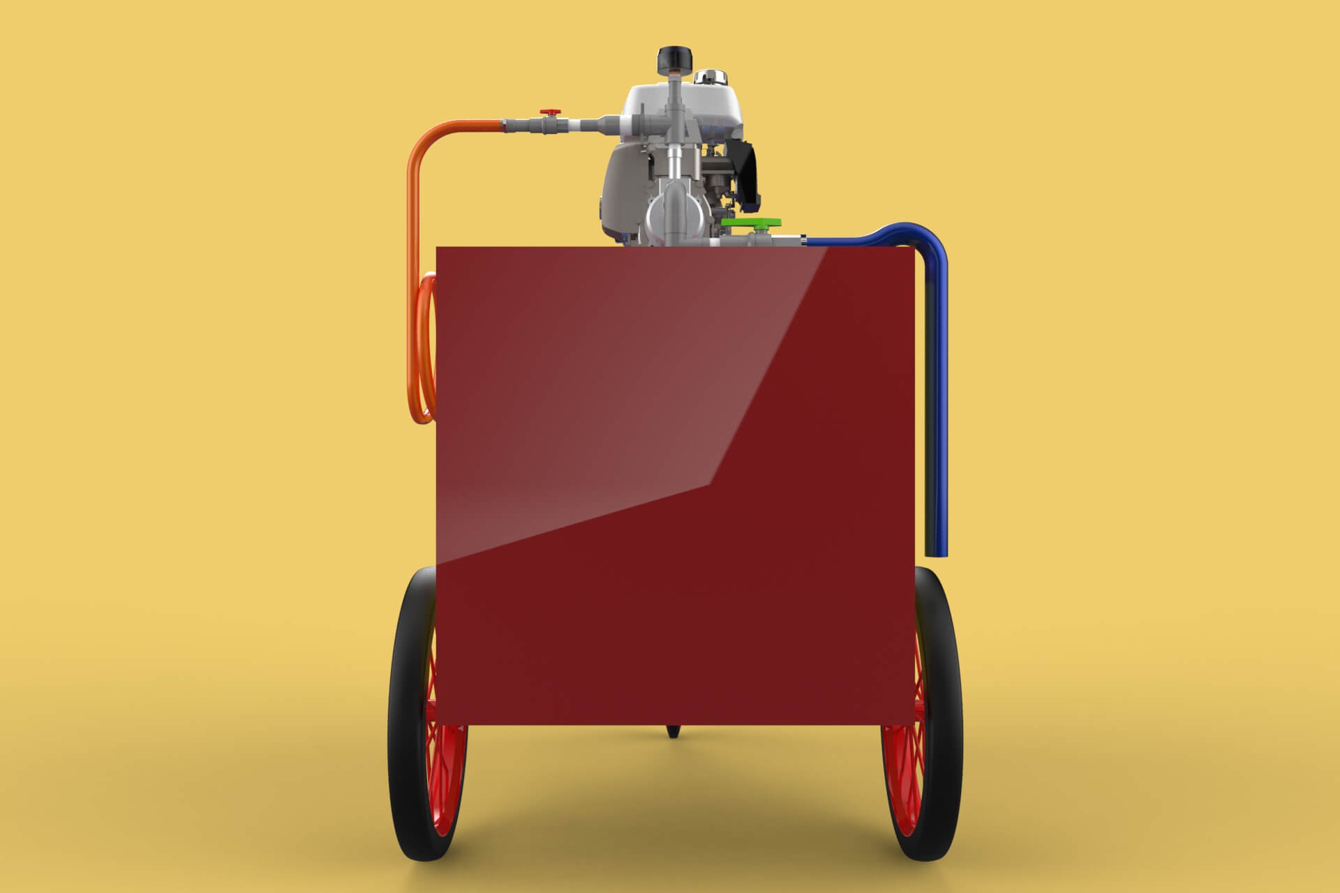 Water Mist Fire Fighting Trolley Extinguisher Mobile Sprayer - 3D Model ...