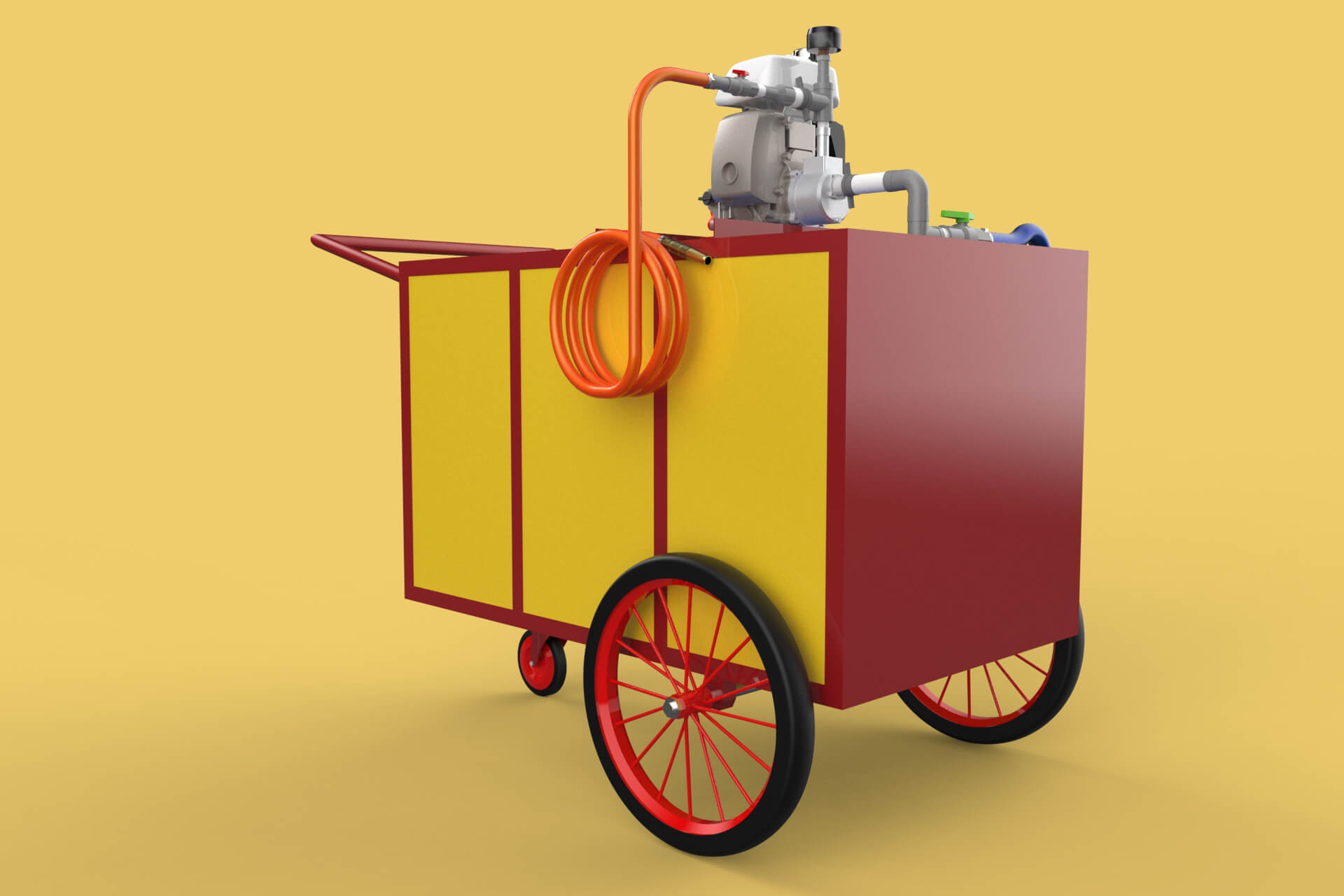 Water Mist Fire Fighting Trolley Extinguisher Mobile Sprayer - 3D Model ...