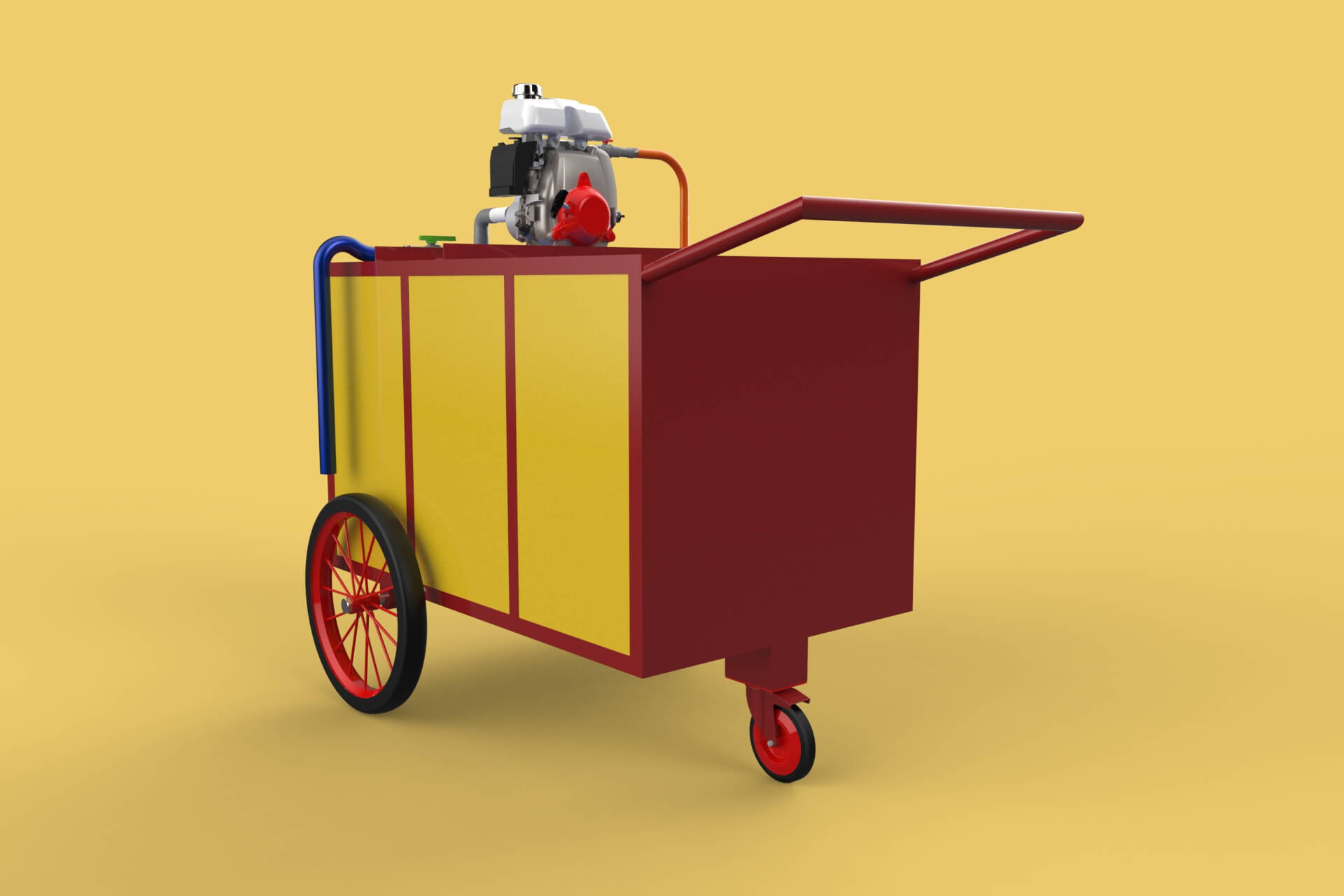 Water Mist Fire Fighting Trolley Extinguisher Mobile Sprayer - 3D Model ...