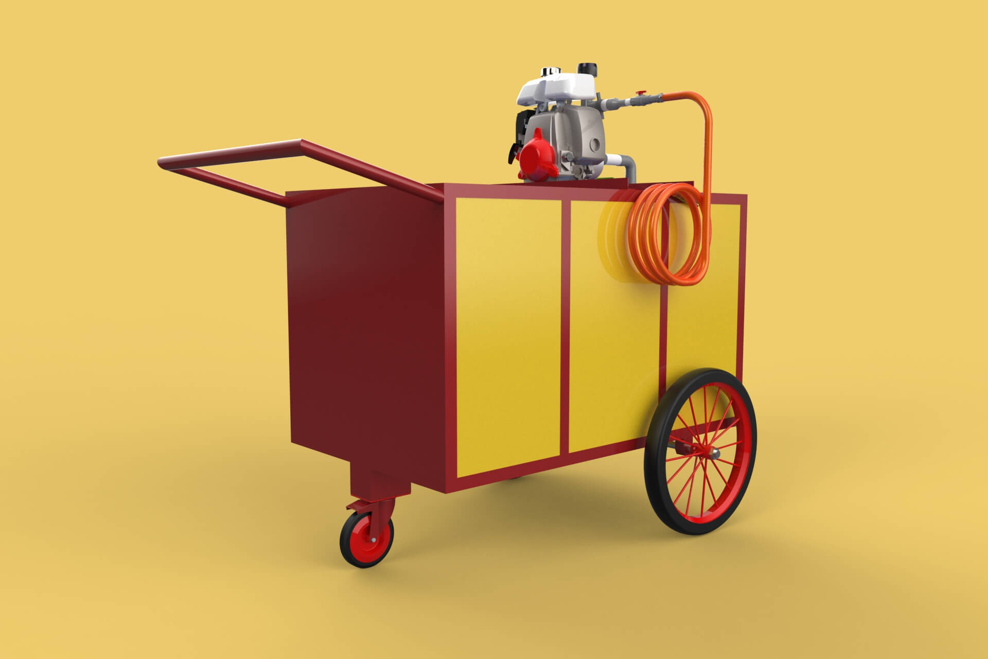 Water Mist Fire Fighting Trolley Extinguisher Mobile Sprayer - 3D Model ...