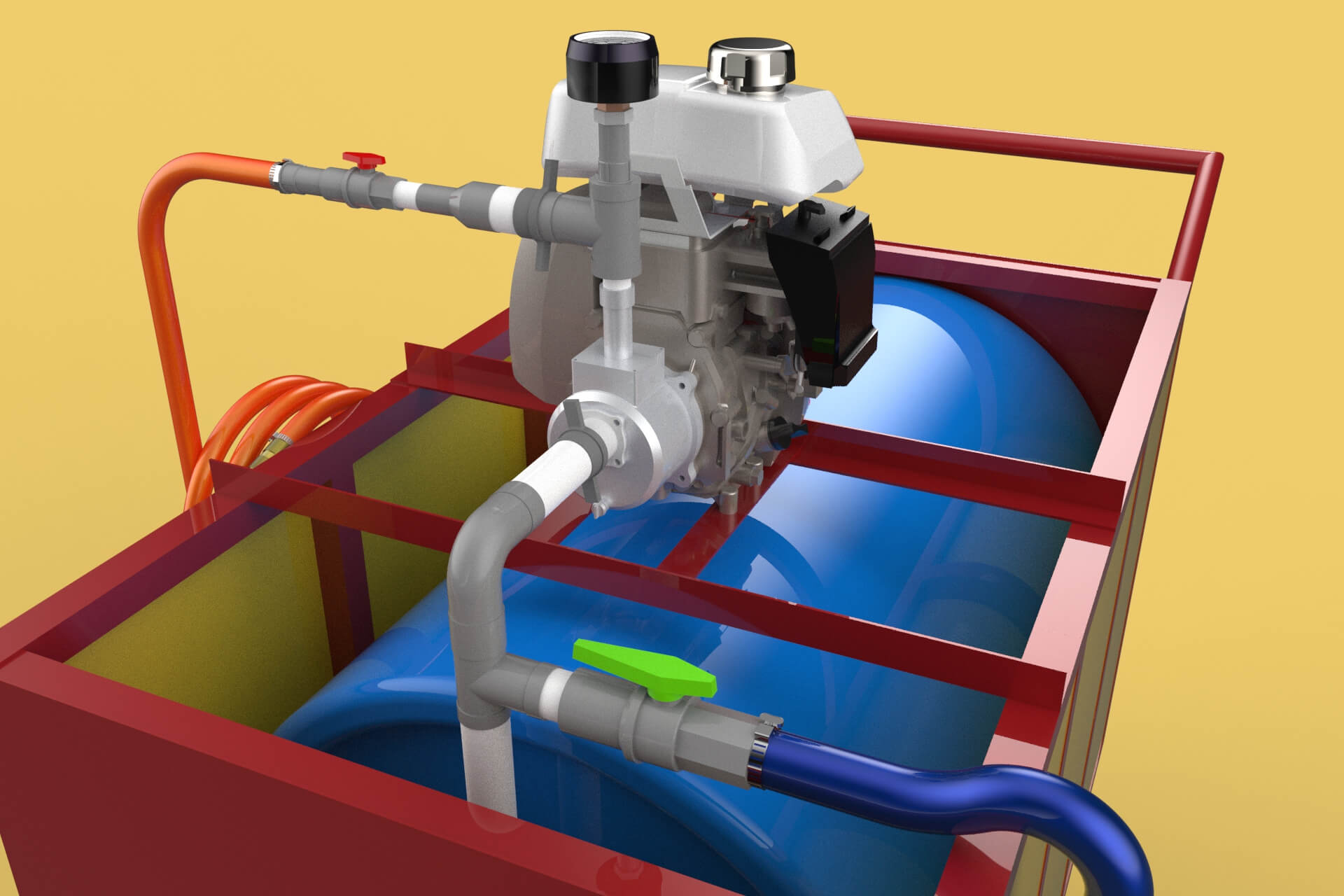 Water Mist Fire Fighting Trolley Extinguisher Mobile Sprayer - 3D Model ...