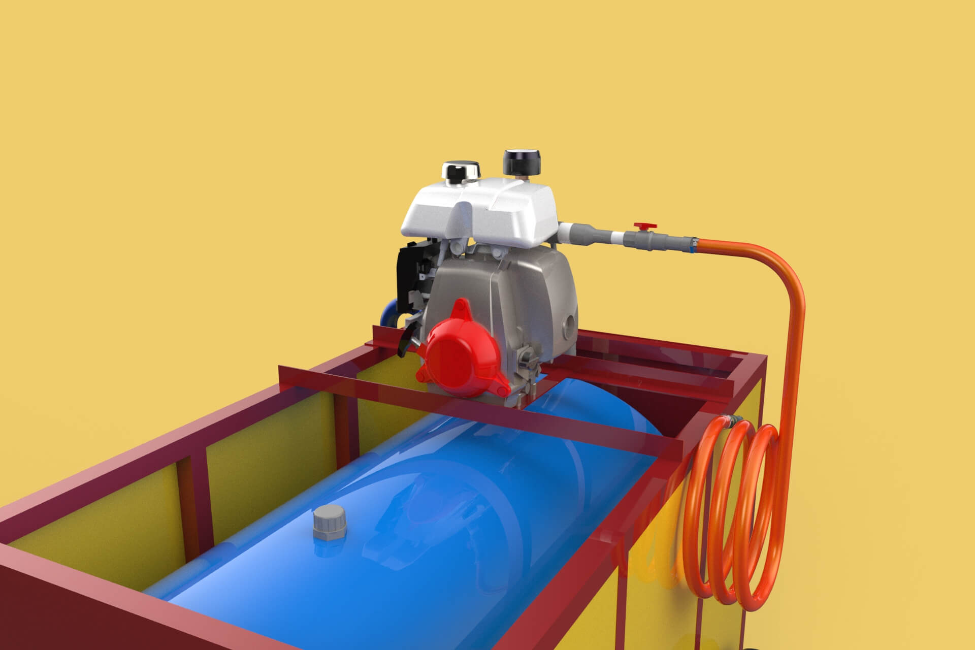 Water Mist Fire Fighting Trolley Extinguisher Mobile Sprayer - 3D Model ...