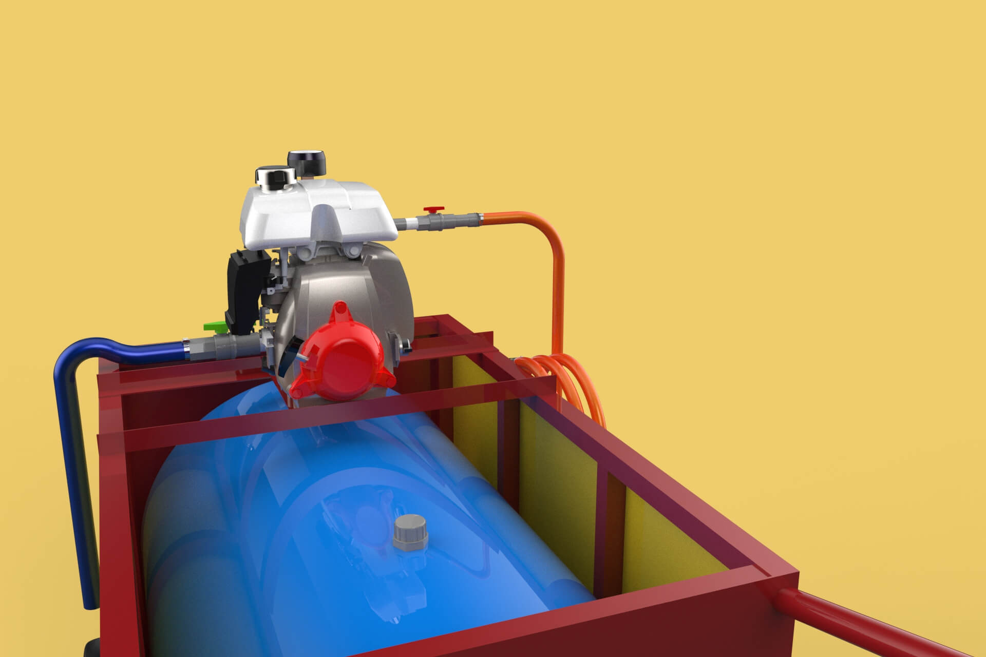 Water Mist Fire Fighting Trolley Extinguisher Mobile Sprayer - 3D Model ...