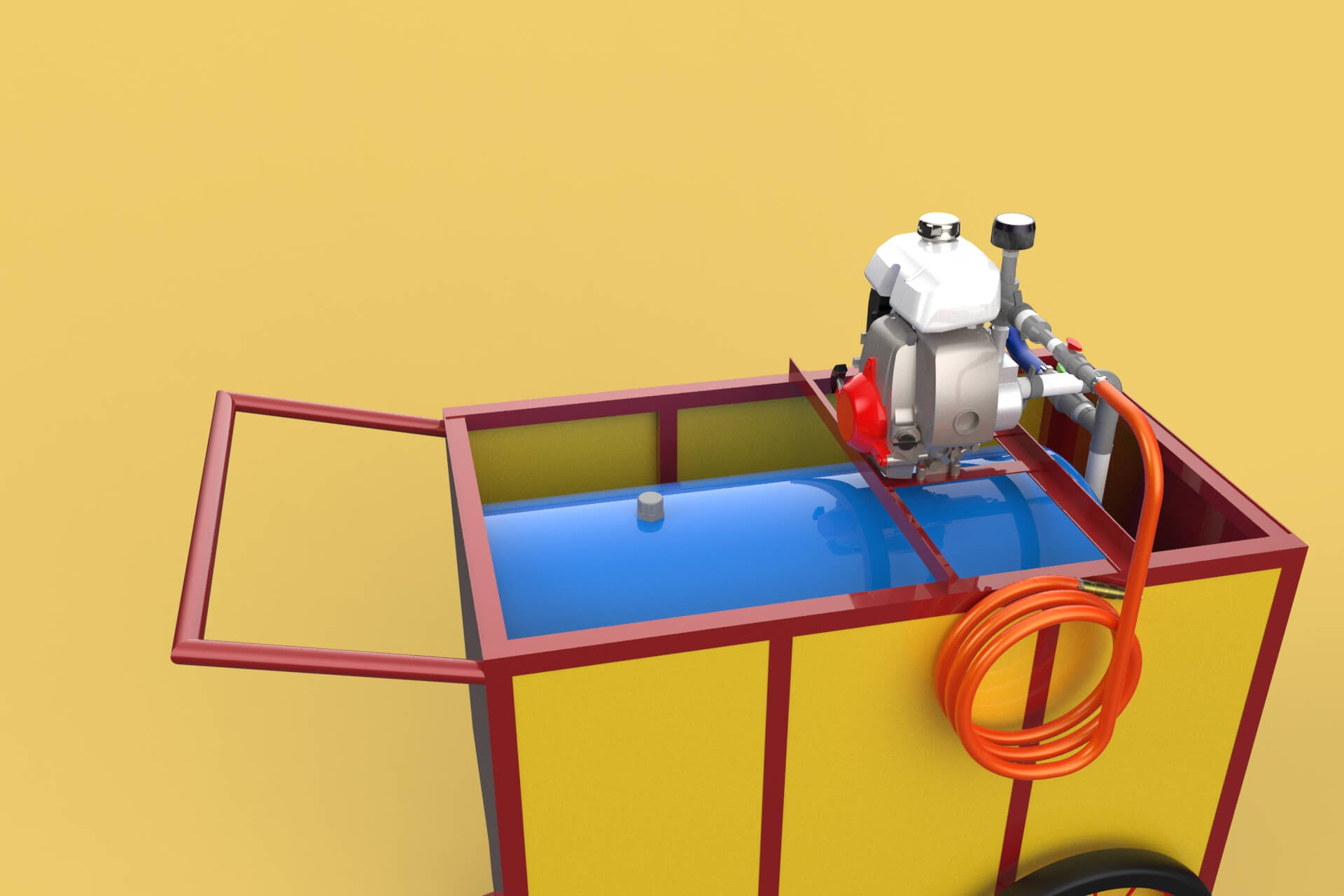 Water Mist Fire Fighting Trolley Extinguisher Mobile Sprayer - 3D Model ...