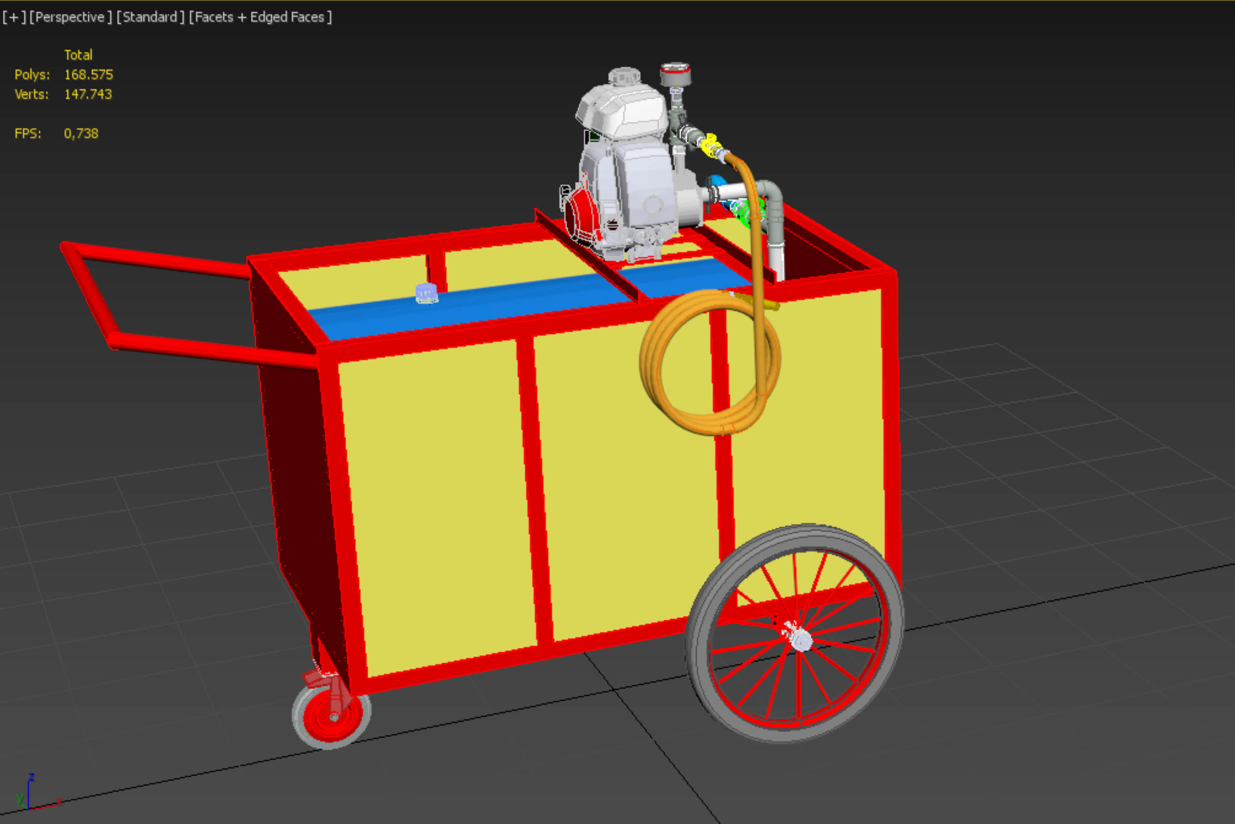Water Mist Fire Fighting Trolley Extinguisher Mobile Sprayer - 3D Model ...