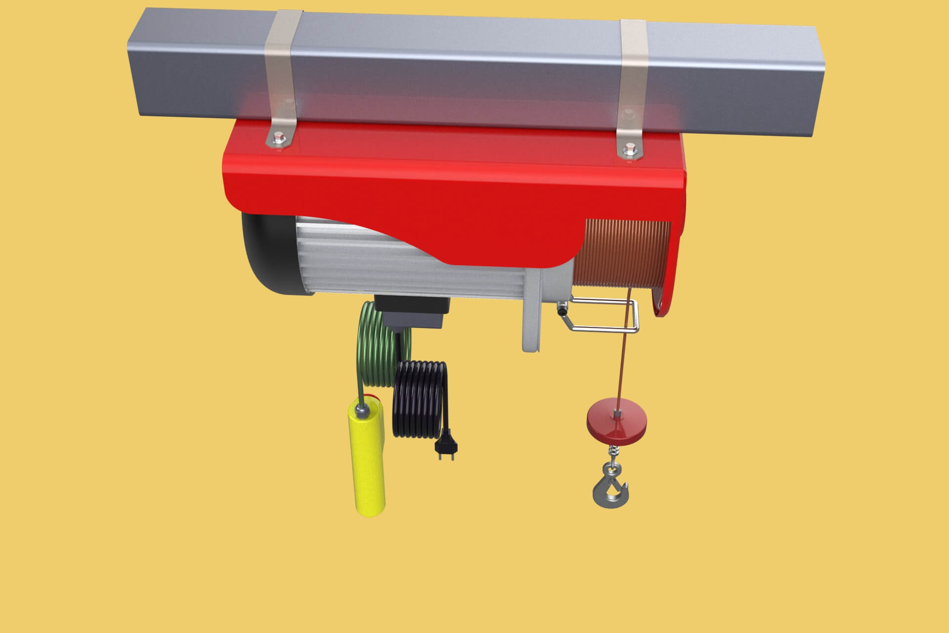 Winch Standard Electric Remote Mini Hoist Crane Gantry Hook - 3D Model ...