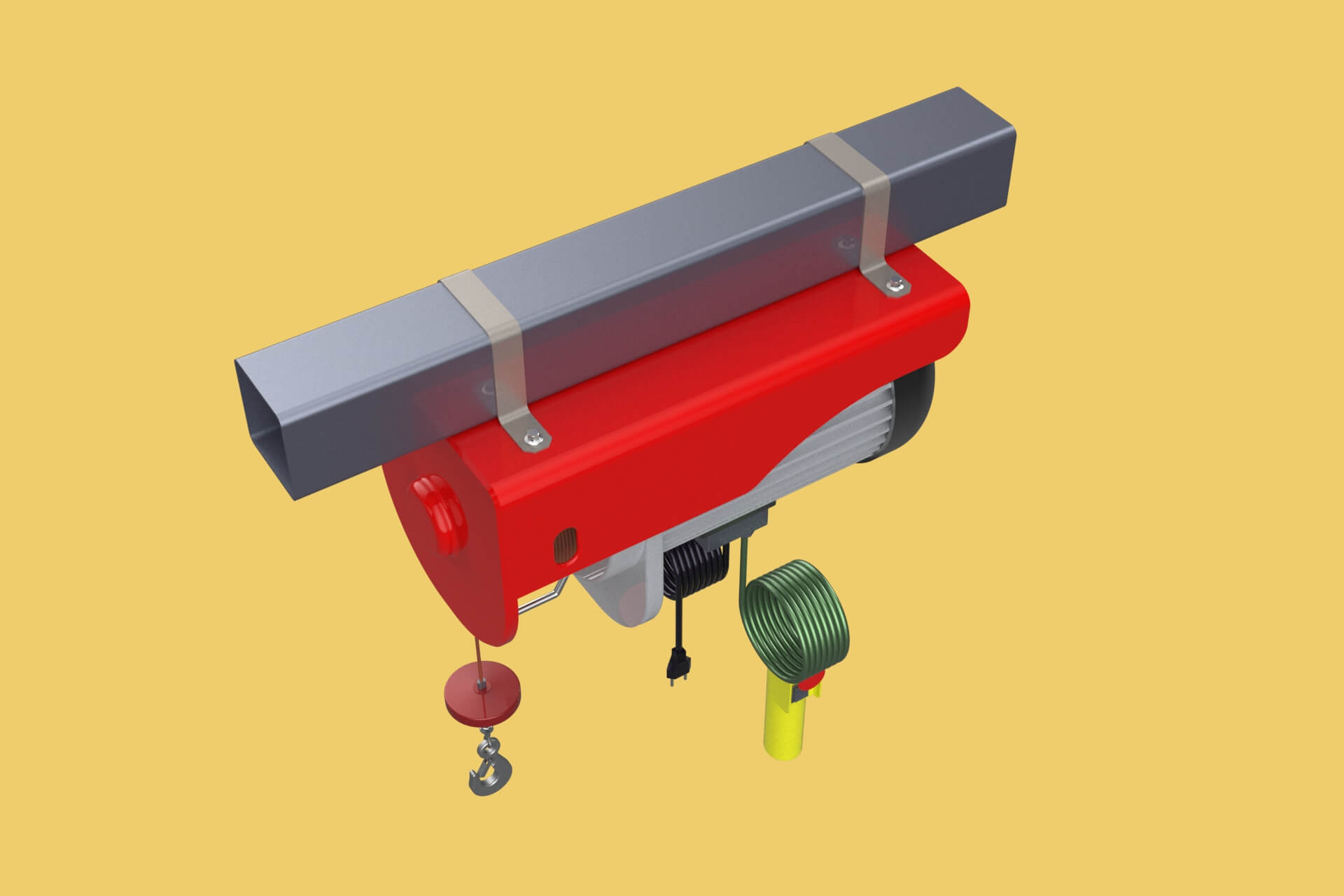 Winch Standard Electric Remote Mini Hoist Crane Gantry Hook - 3D Model ...