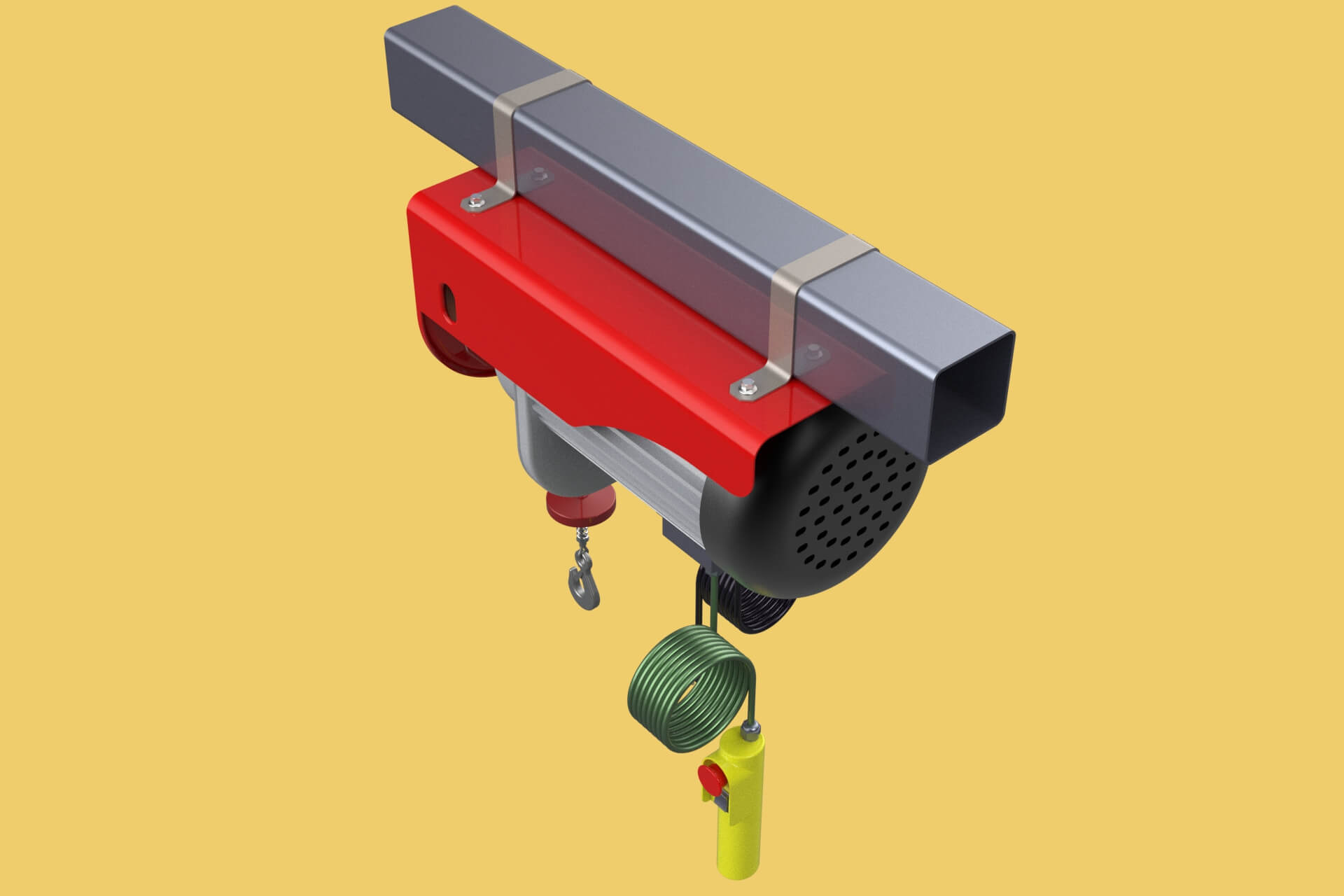 Winch Standard Electric Remote Mini Hoist Crane Gantry Hook - 3D Model ...