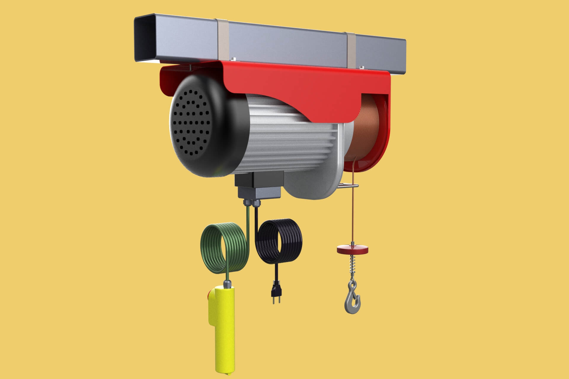 Winch Standard Electric Remote Mini Hoist Crane Gantry Hook - 3D Model ...