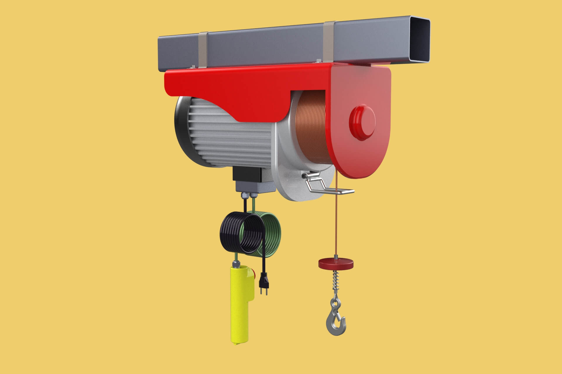 Winch Standard Electric Remote Mini Hoist Crane Gantry Hook - 3D Model ...