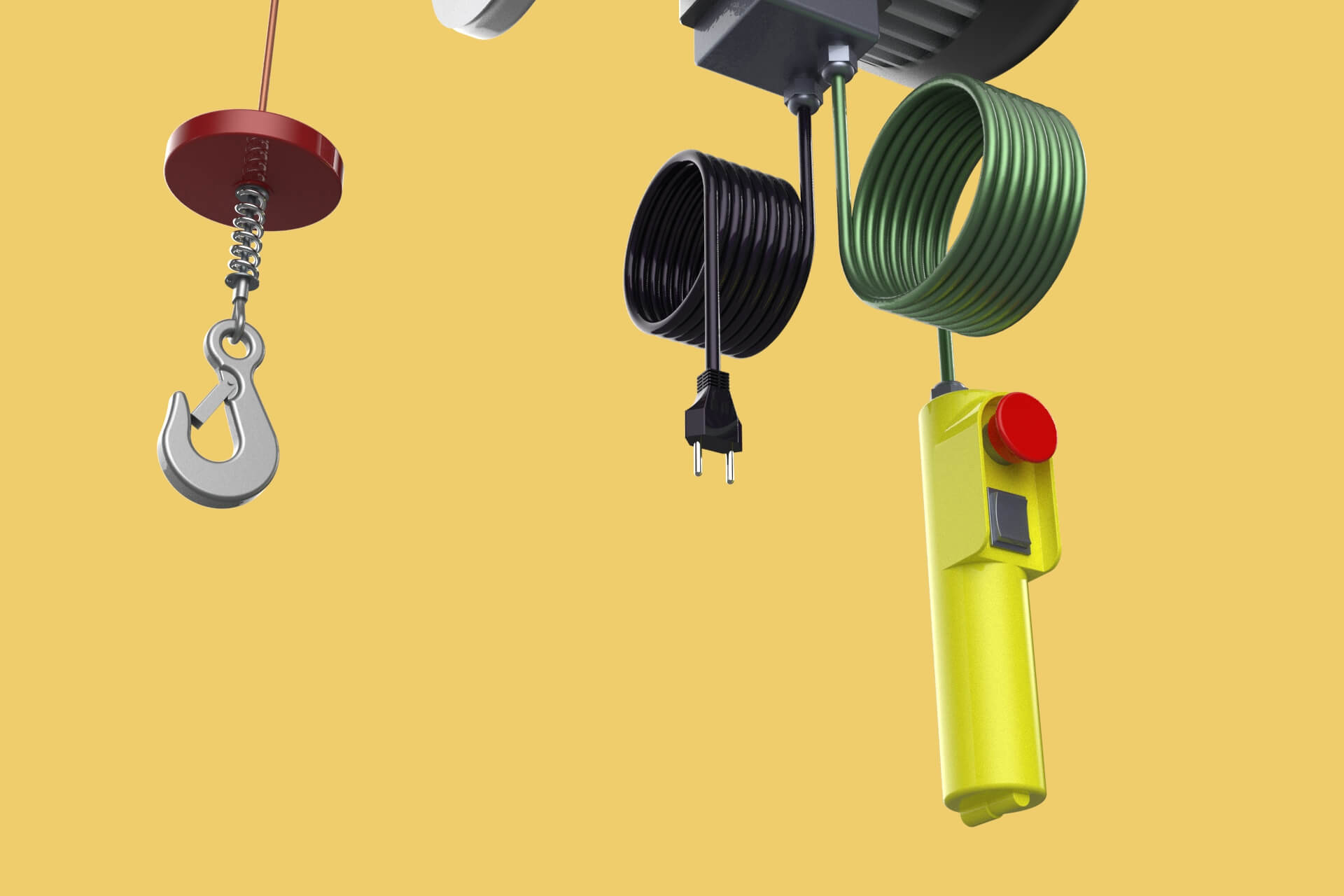 Winch Standard Electric Remote Mini Hoist Crane Gantry Hook - 3D Model ...