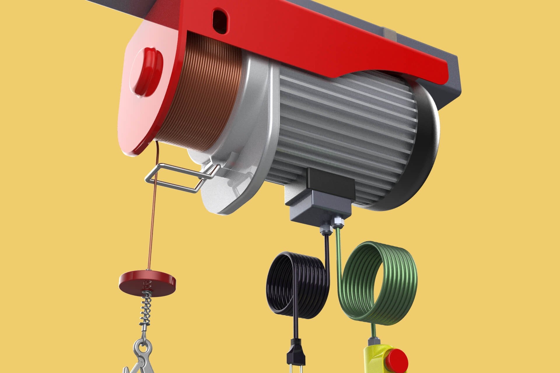 Winch Standard Electric Remote Mini Hoist Crane Gantry Hook - 3D Model ...