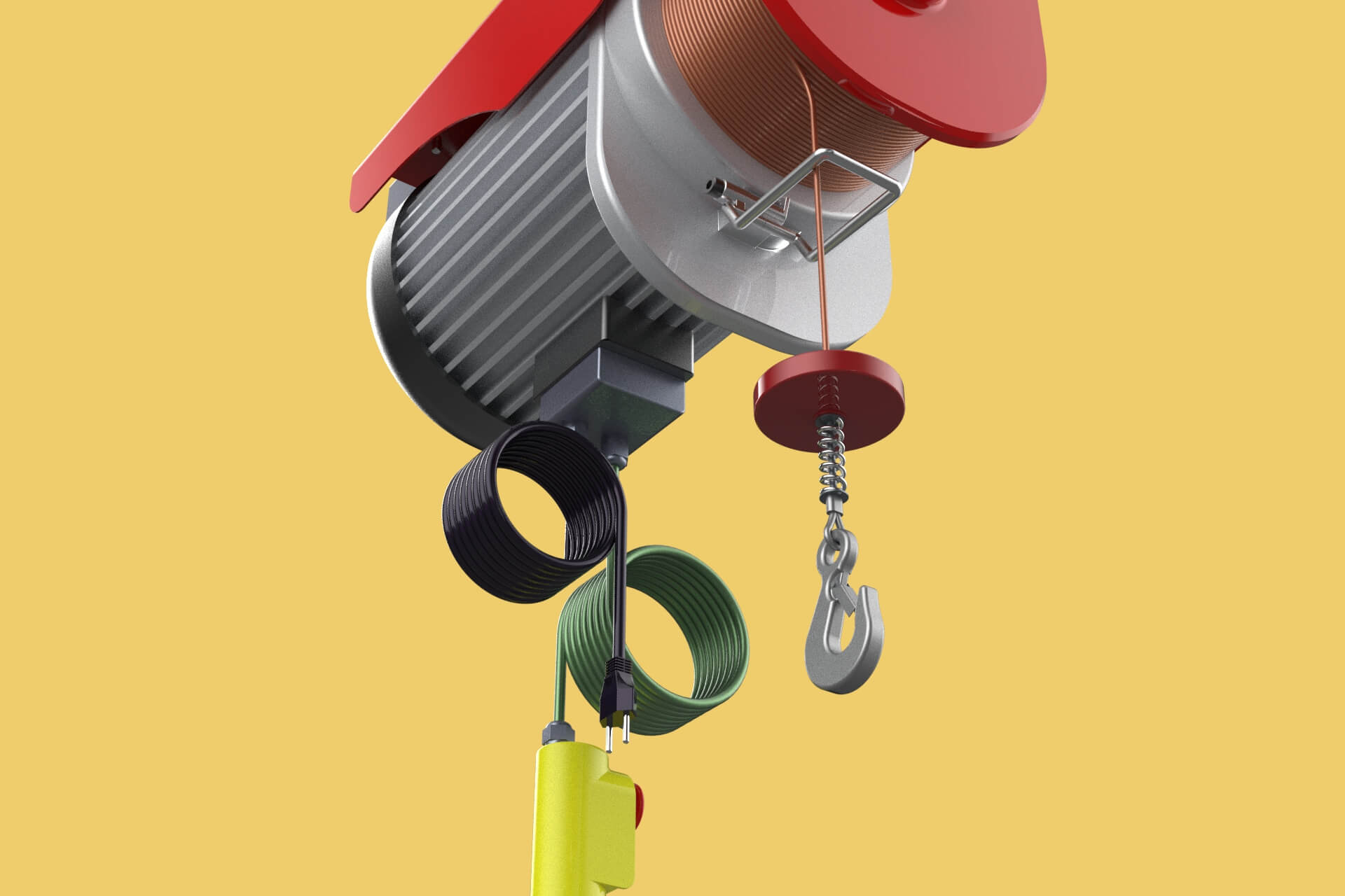 Winch Standard Electric Remote Mini Hoist Crane Gantry Hook - 3D Model ...