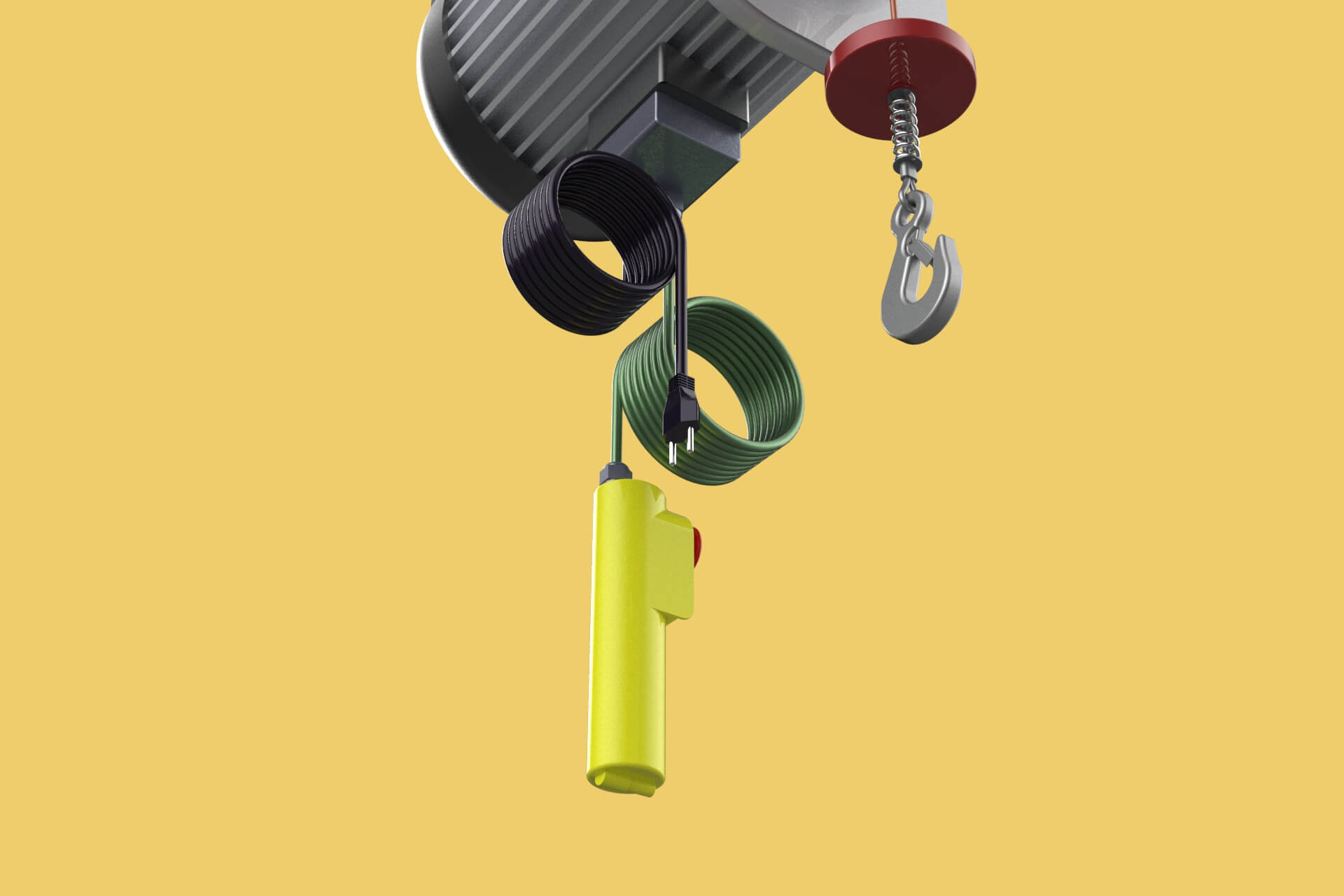 Winch Standard Electric Remote Mini Hoist Crane Gantry Hook - 3D Model ...