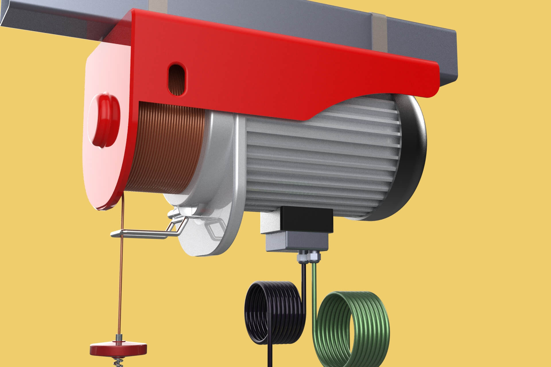 Winch Standard Electric Remote Mini Hoist Crane Gantry Hook - 3D Model by surf3d