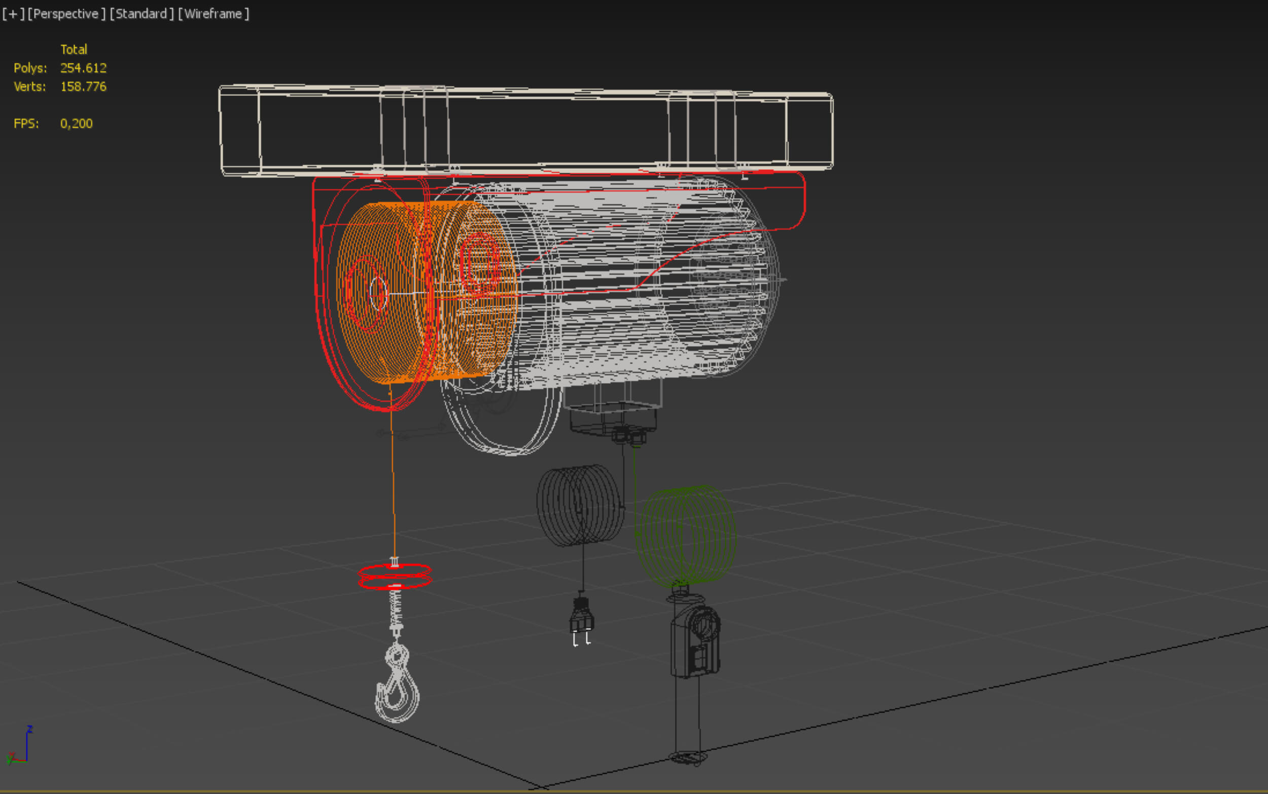 Winch Standard Electric Remote Mini Hoist Crane Gantry Hook - 3D Model ...