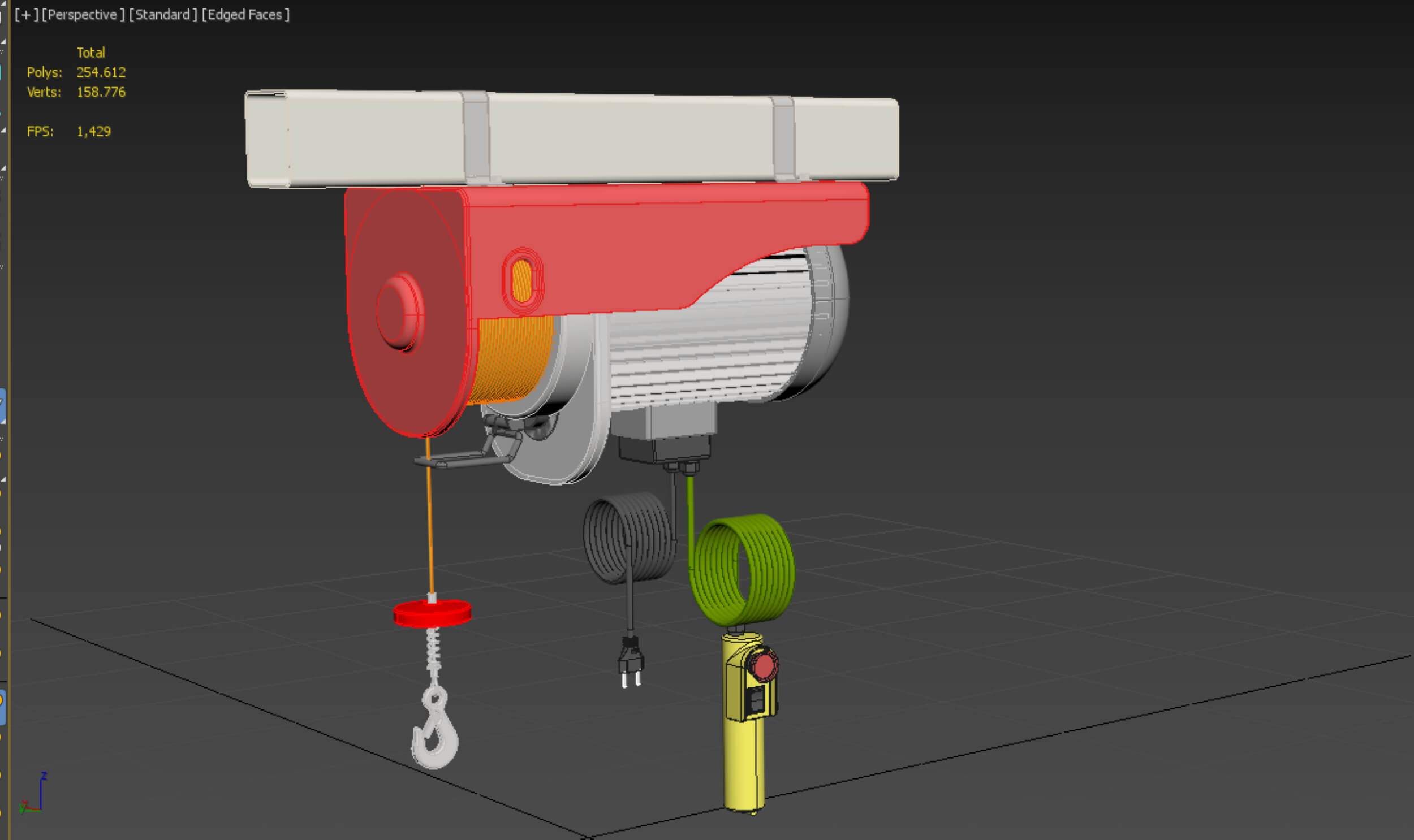 Winch Standard Electric Remote Mini Hoist Crane Gantry Hook - 3D Model ...