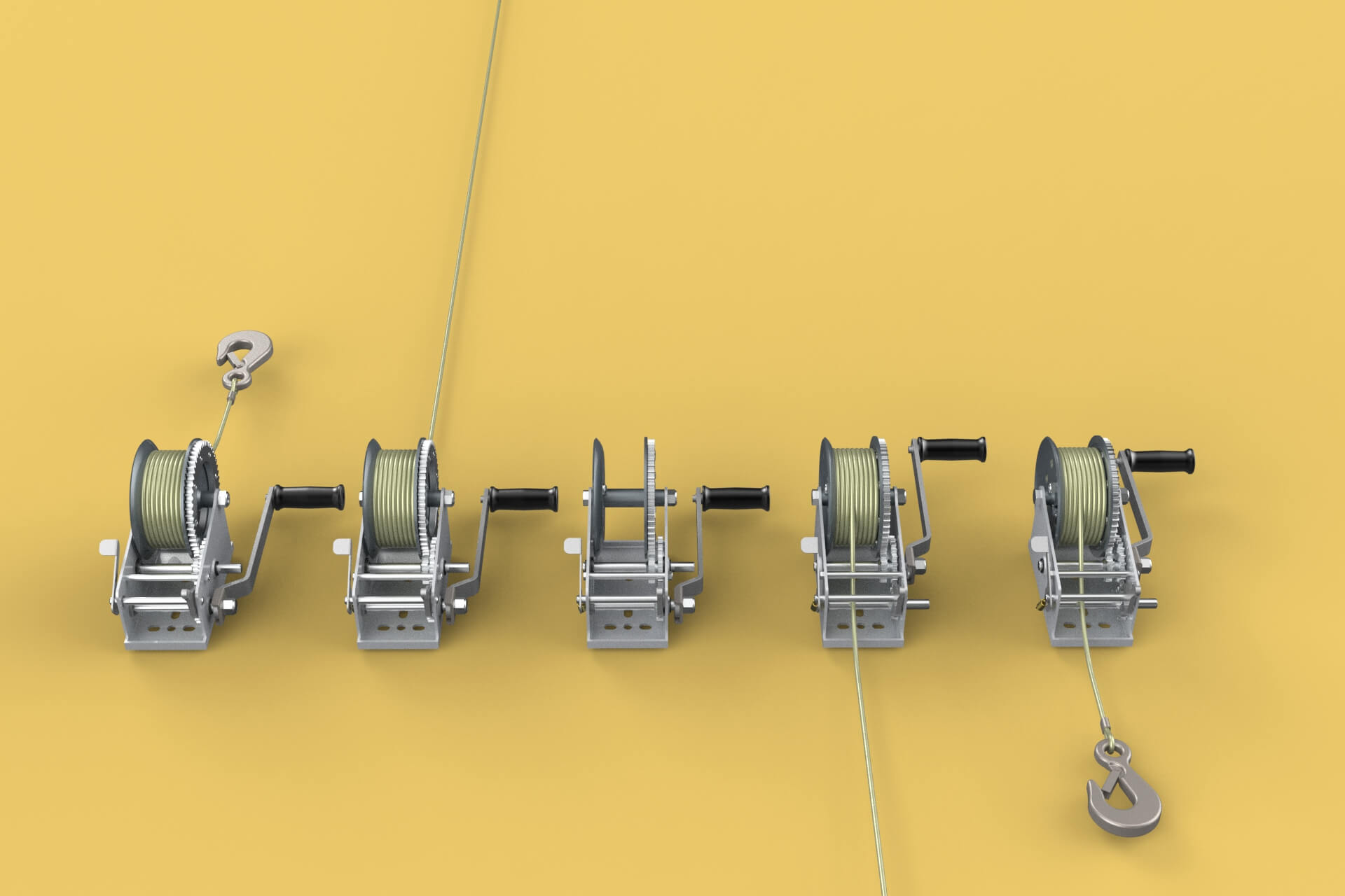 Winches Hand Crank Winch Hoist Wire Lifting Rope Sling Hook - 3D Model ...