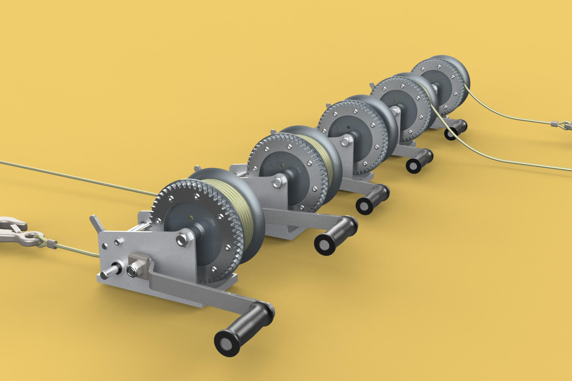 Winches Hand Crank Winch Hoist Wire Lifting Rope Sling Hook - 3D Model ...